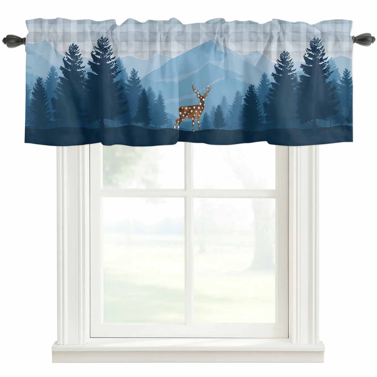 Curtain Valances for Kitchen Windows,Rod Pocket Short Valance Forest ...