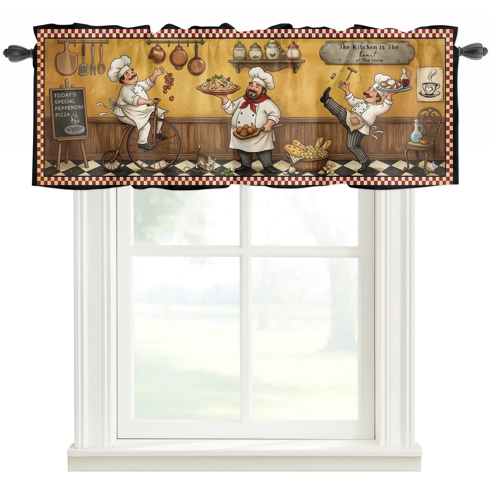 Curtain Valances for Kitchen Windows,Rod Pocket Short Valance Funny ...