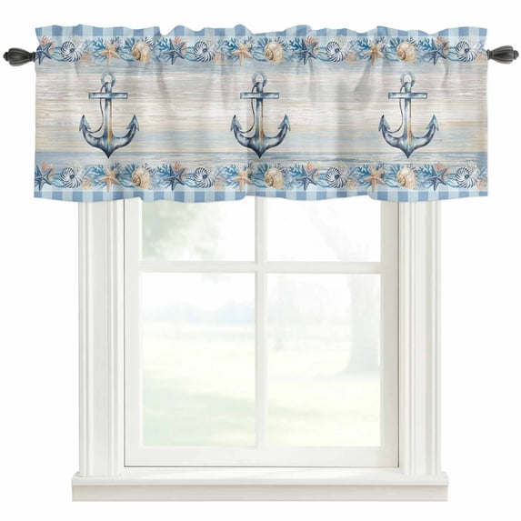 Curtain Valances for Kitchen Windows,Rod Pocket Short Valance Nautical ...