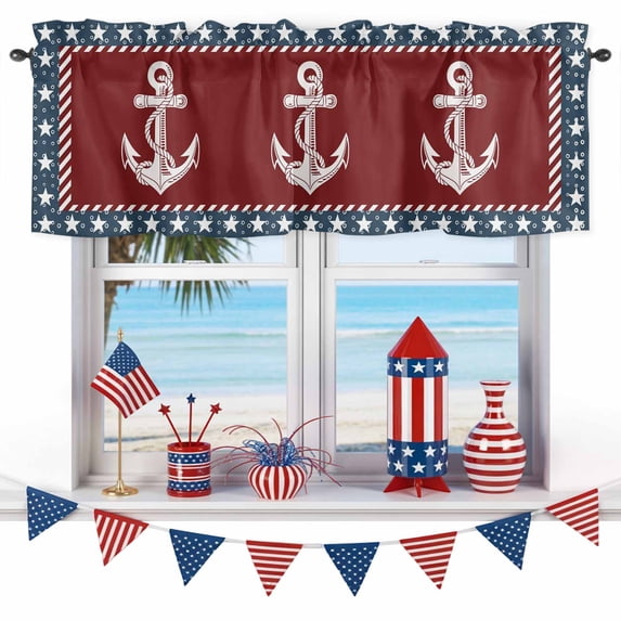 Curtain Valances for Kitchen Windows,Rod Pocket Short Valance Nautical ...