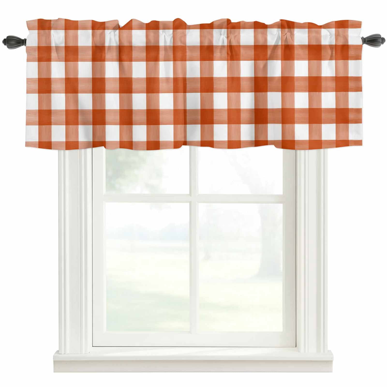 Curtain Valances for Kitchen Windows,Rod Pocket Short Valance Orange ...