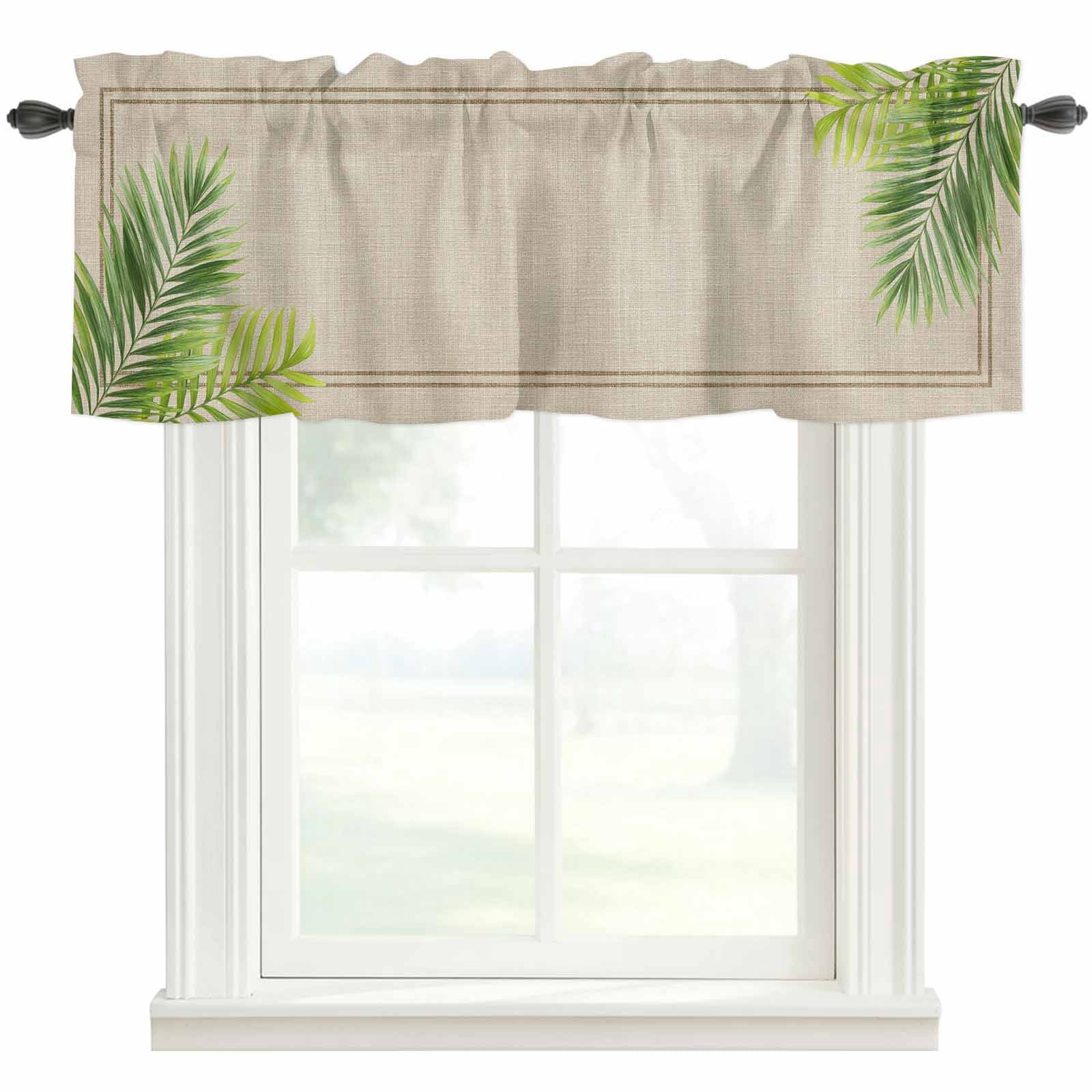 Curtain Valances for Kitchen Windows,Rod Pocket Short Valance Palm ...