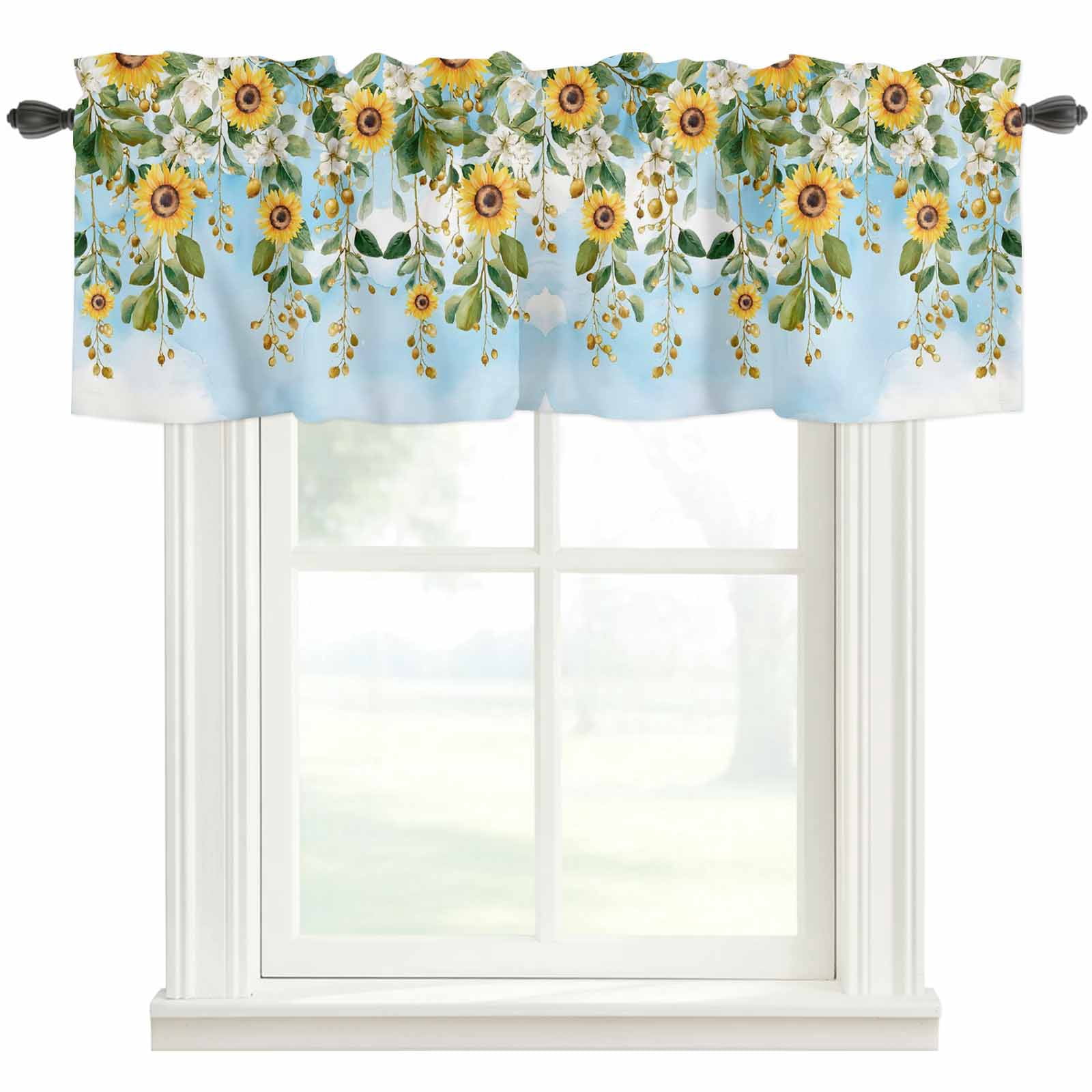 Curtain Valances for Kitchen Windows,Rod Pocket Short Valance Summer ...