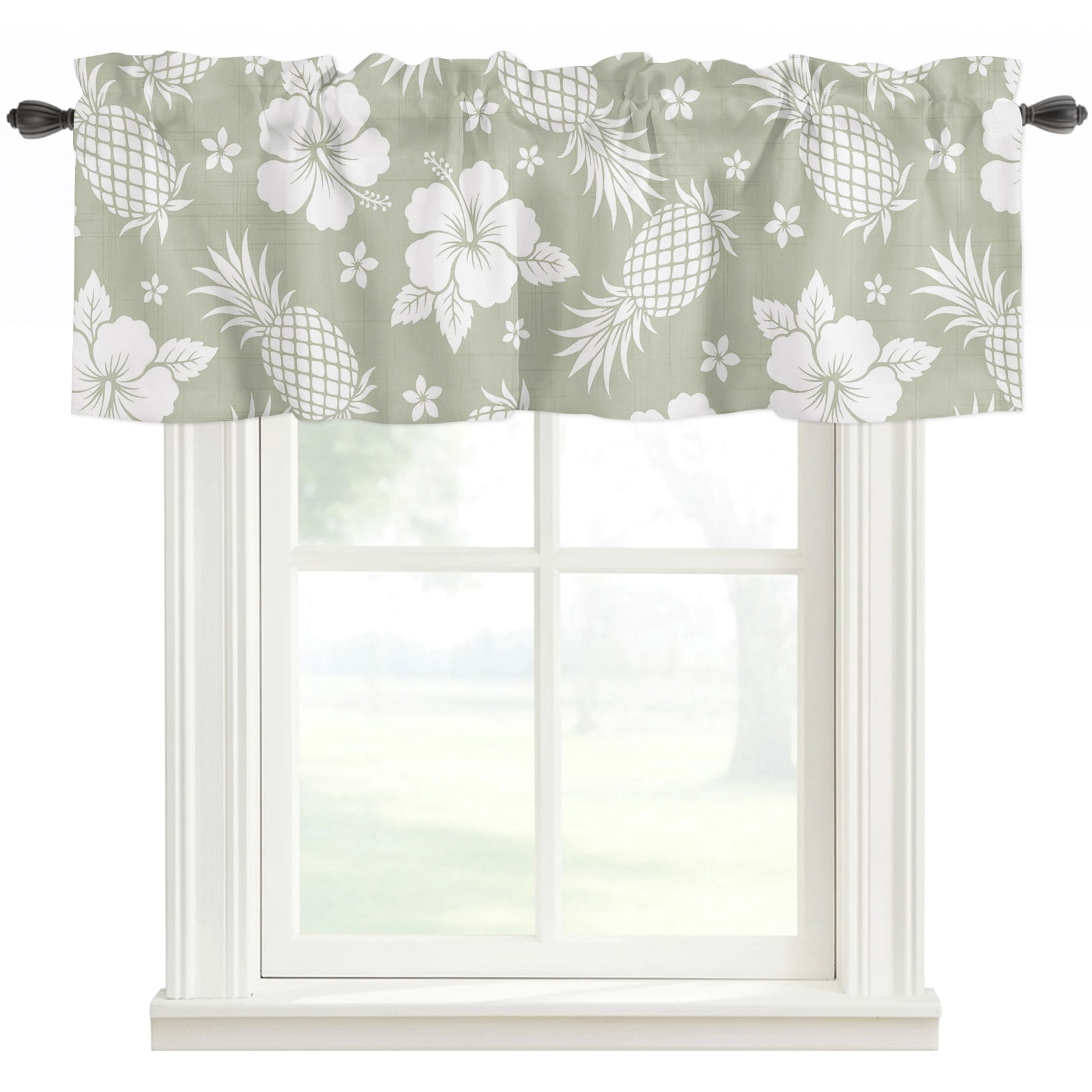 Curtain Valances for Kitchen Windows,Rod Pocket Short Valance Tropical ...