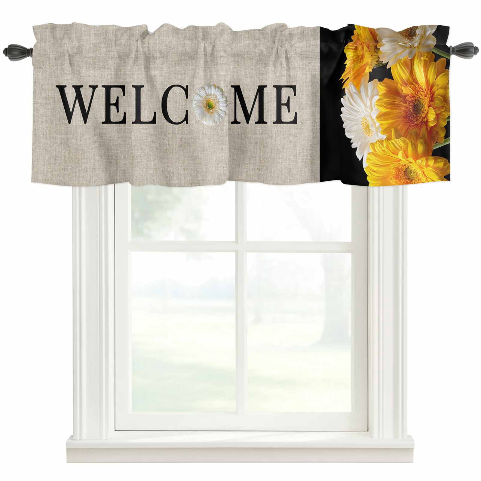 Curtain Valances for Kitchen Windows,Rod Pocket Short Valance ...