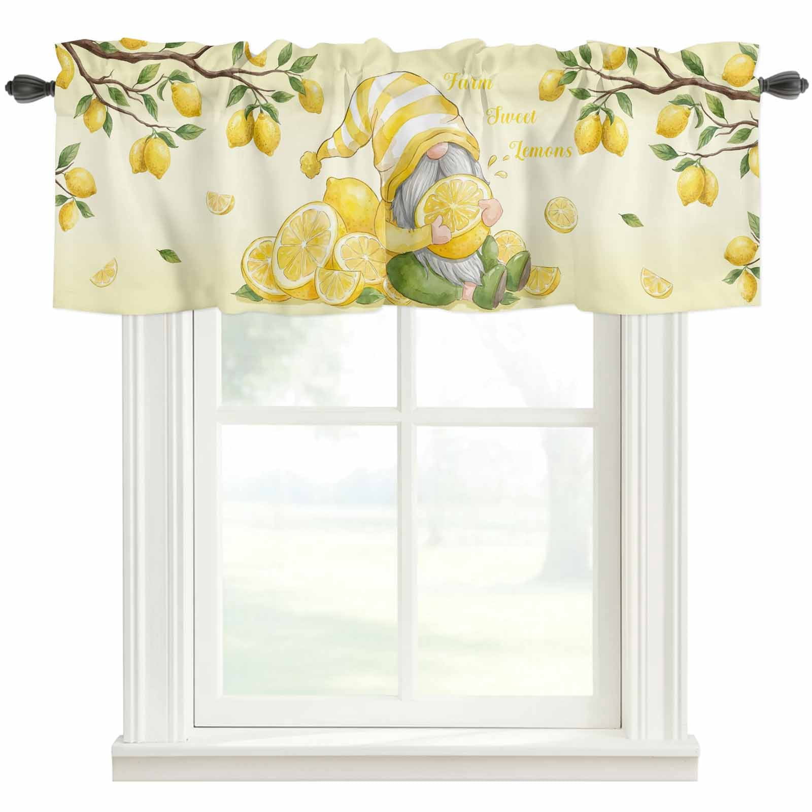 Curtain Valances for Kitchen Windows,Rod Pocket Short Valance Yellow ...