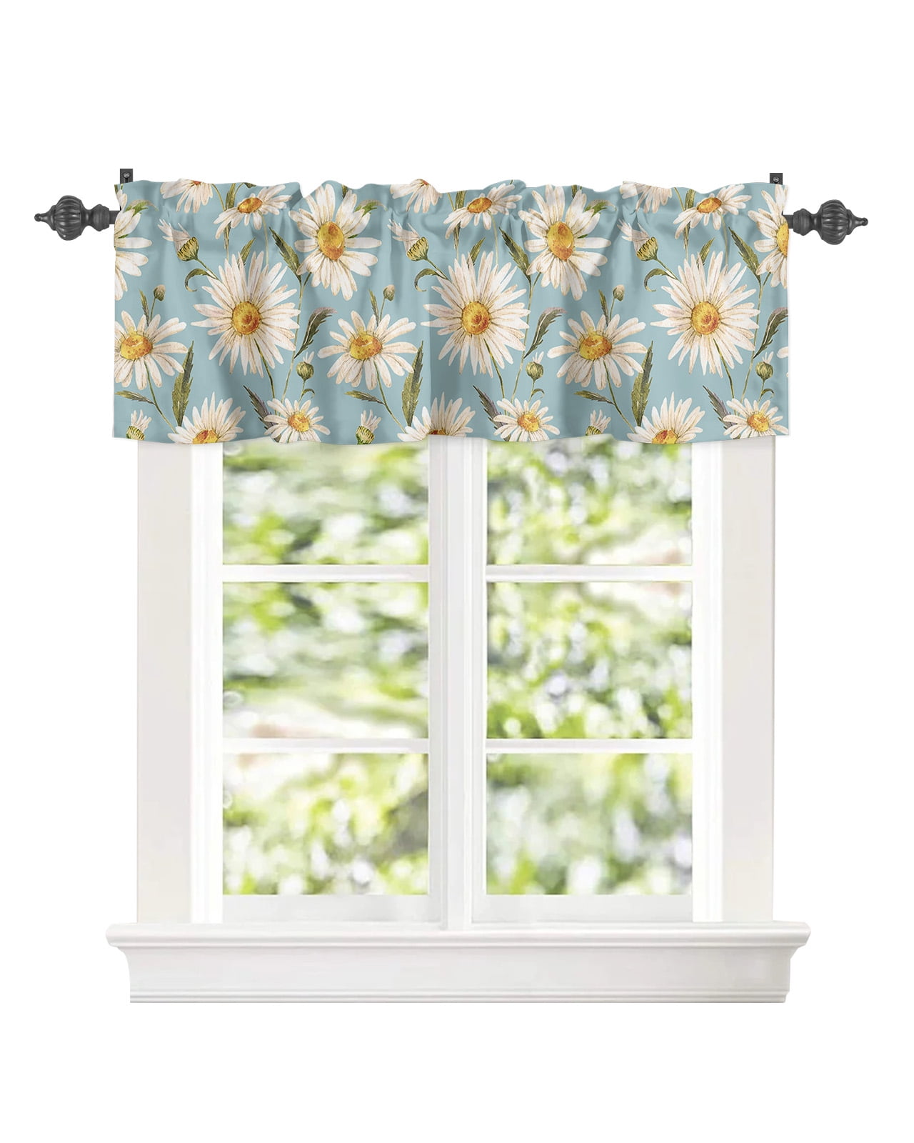 Curtain Valances for Kitchen Windows Summer Daisy Flowers Seamless ...