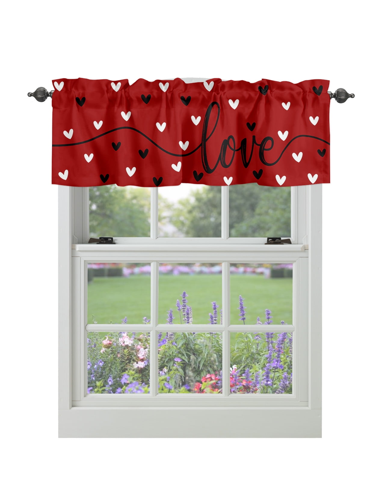 Curtain Valances for Windows, Love Heart Valentine's Day Window ...