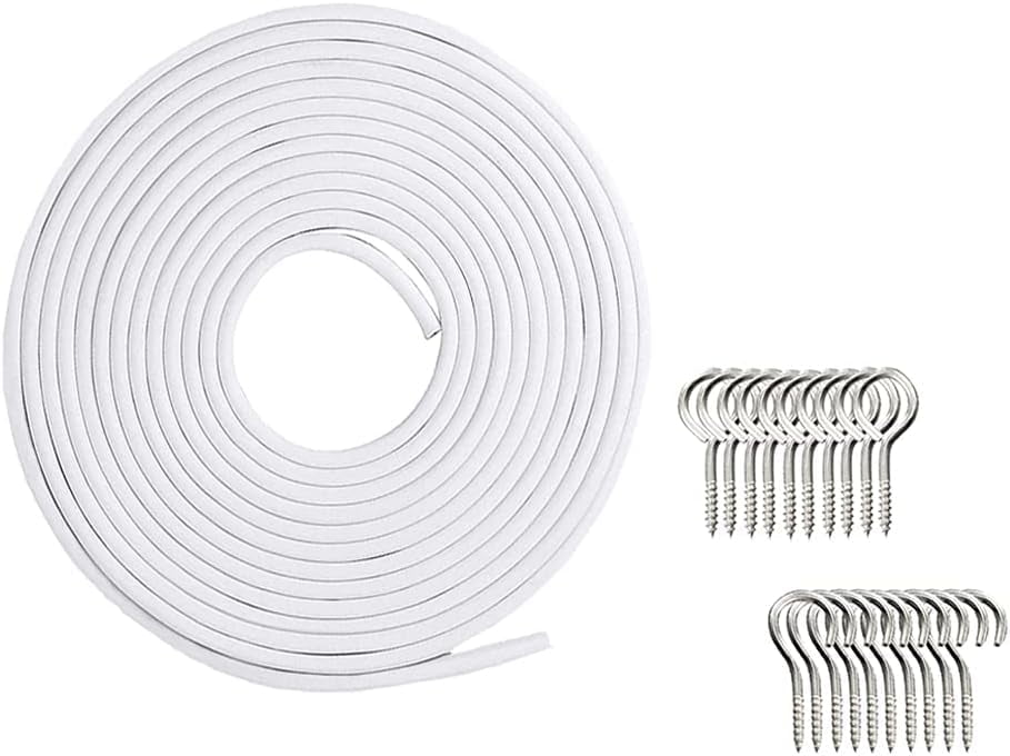 Curtain Wire,10 Meters (32FT) Hanging Cord Kit with 10 Pairs of Hooks ...