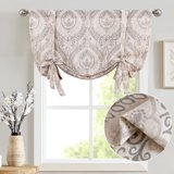 Curtainking 54 Inch Tie Up Medallion Damask Linen Valance for Kitchen ...