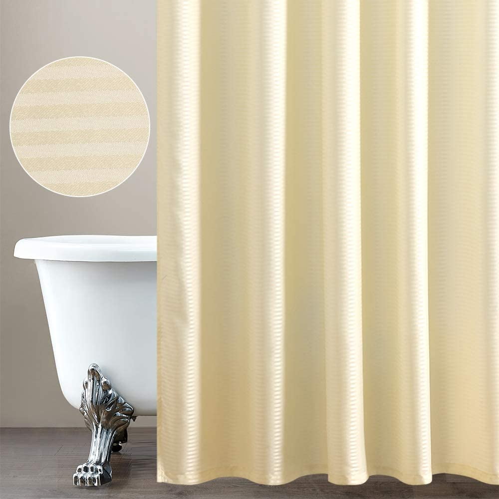 Curtainking Beige Shower Curtain 70" x 72" Bathroom Horizontal Stripes ...