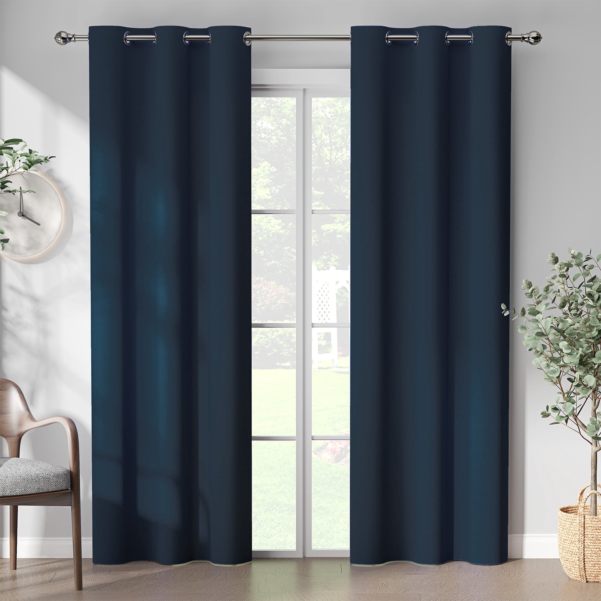 Curtainking Blackout Curtains 40x84 inch Navy Blue Grommet Room ...