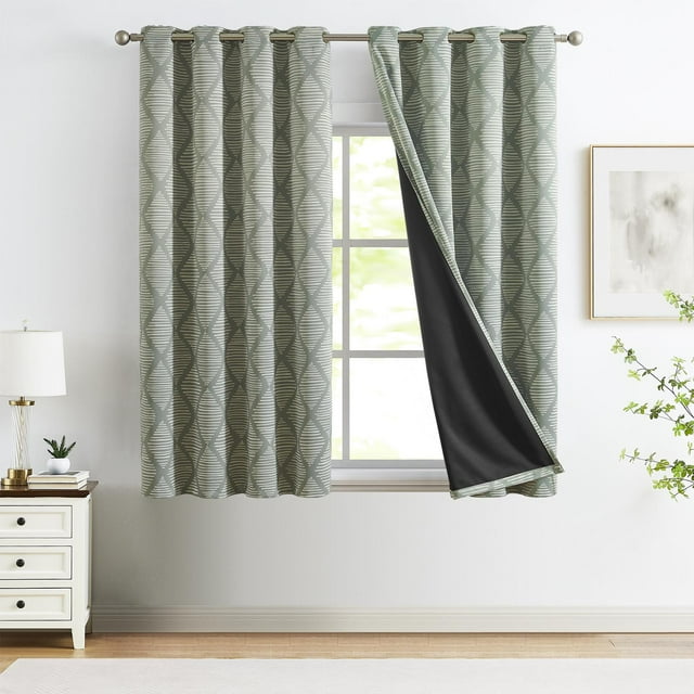 Curtainking Blackout Curtains - 52x63 inch Green Set of 2 with Grommet ...