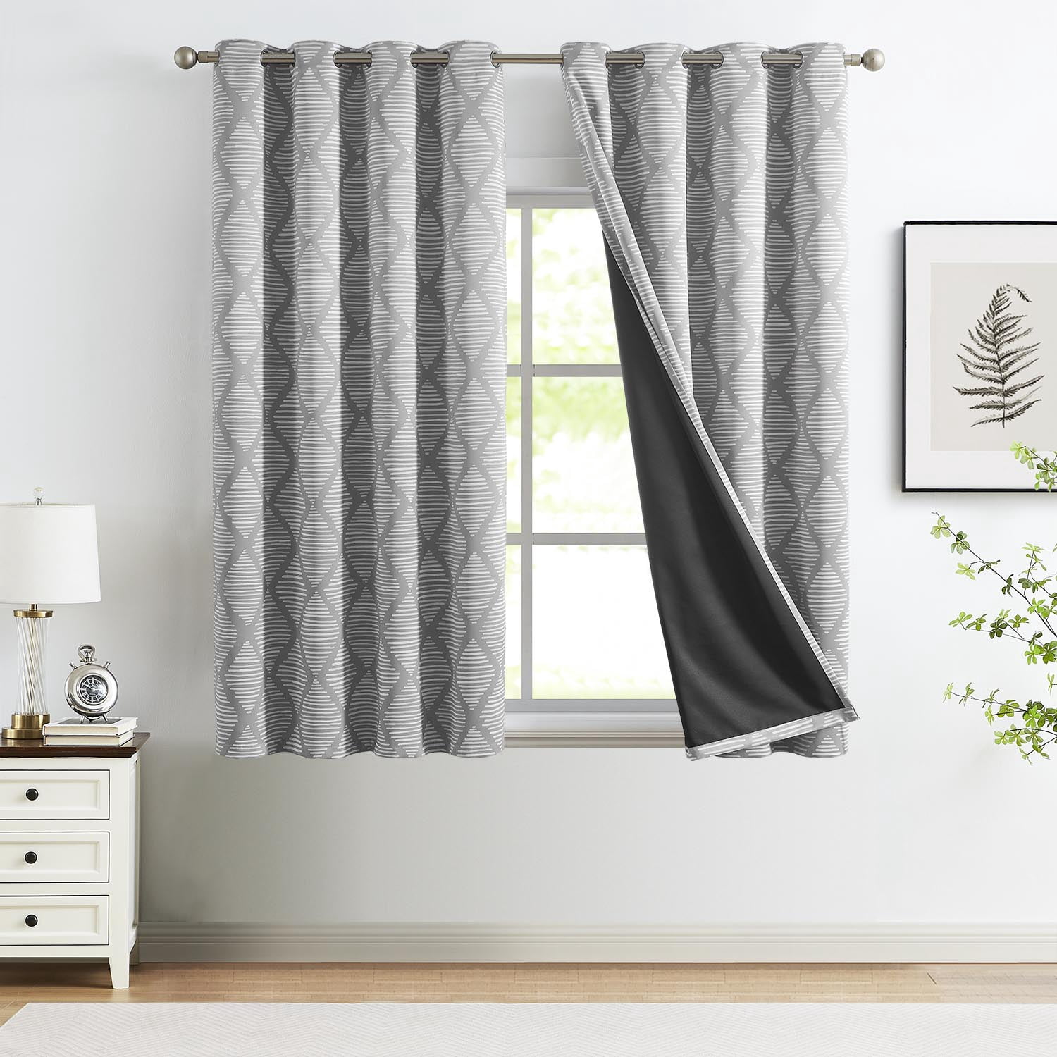Curtainking 52x63 inch Blackout Curtains, Set of 2, Grey with Grommet ...