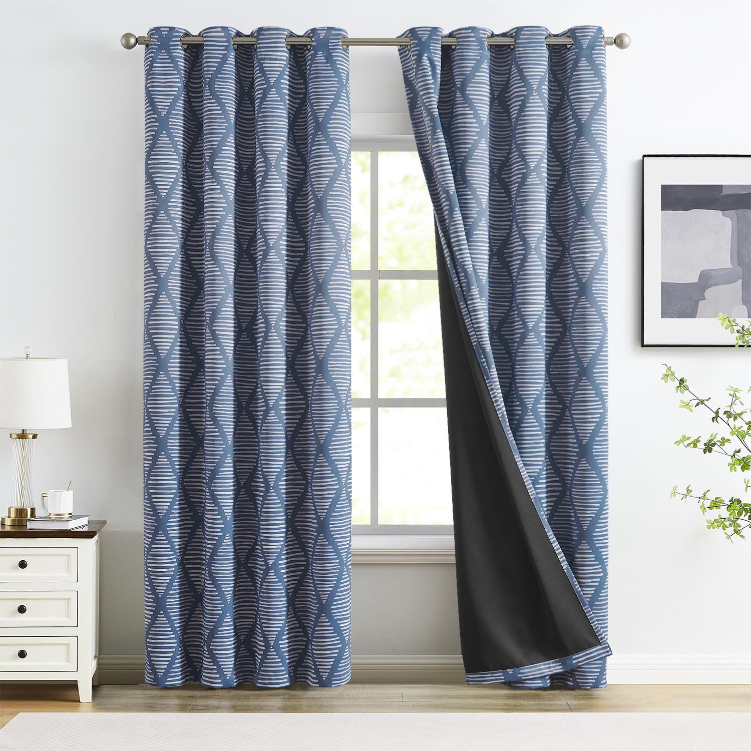 Curtainking Blue Blackout Curtains - 52x84 Inch Set of 2, Grommet ...