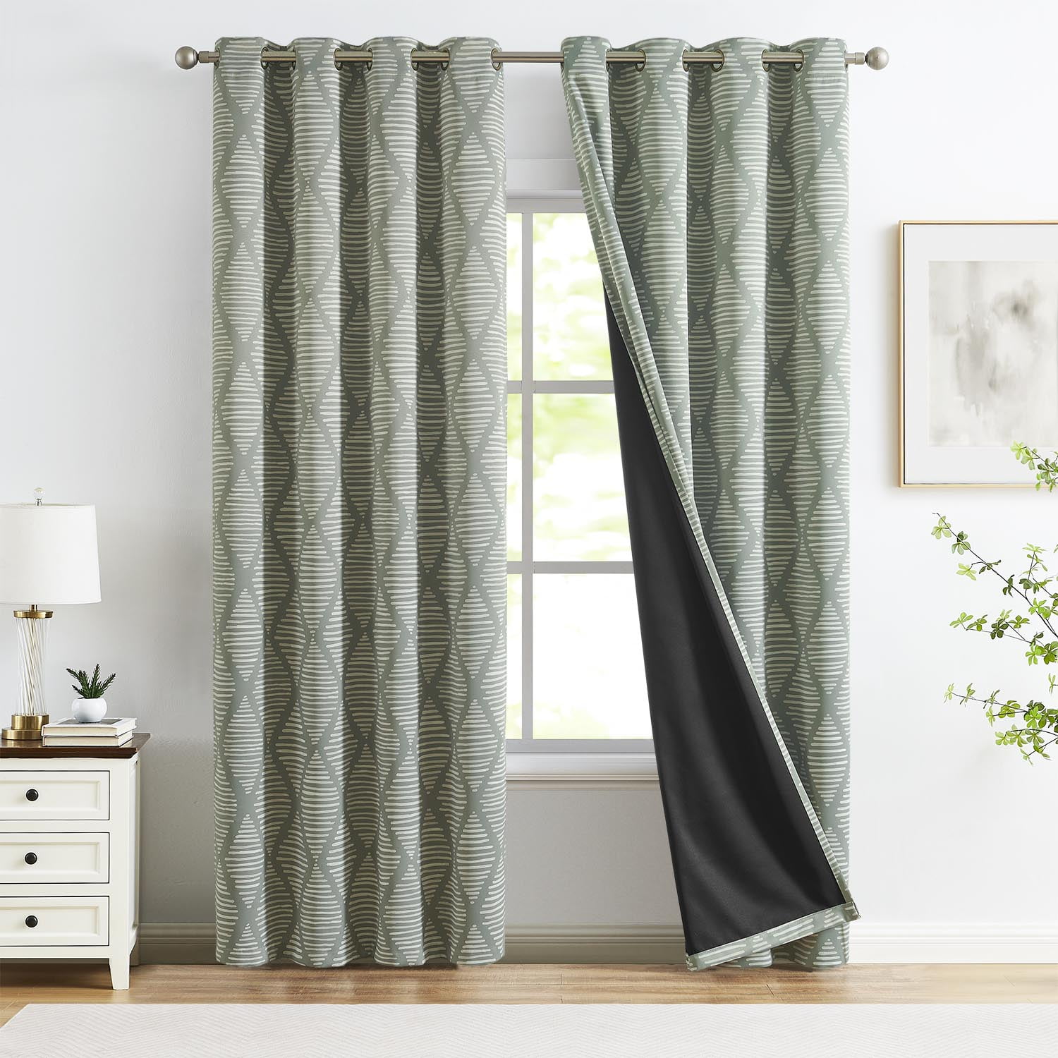 Curtainking Blackout Curtains, 52x84 inch, Green Set of 2, Thermal ...