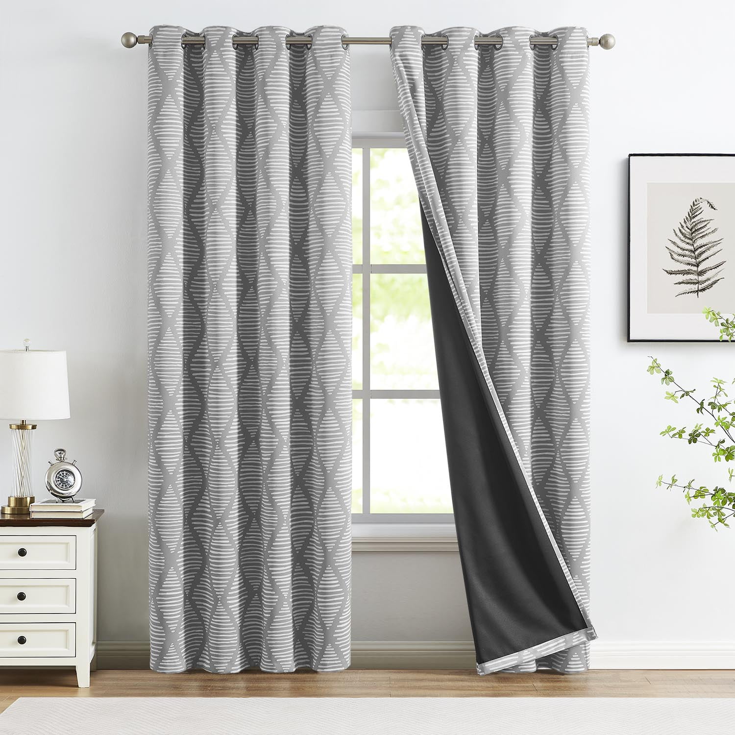 Curtainking 52x84 inch Grey Blackout Curtains, Set of 2, Grommet ...