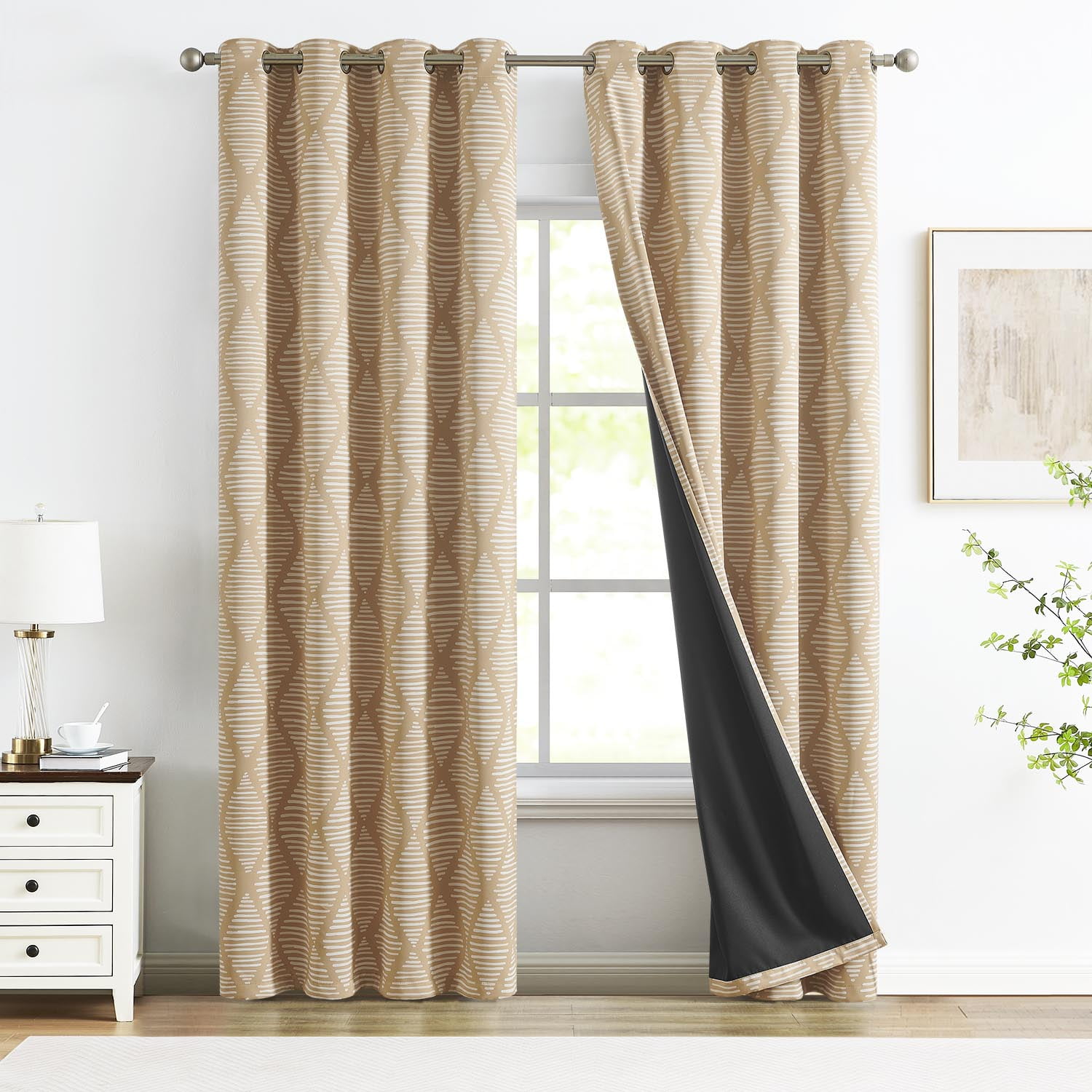 Curtainking 52x84inch, Blackout Curtains Geometric Yellow Set(2 ...