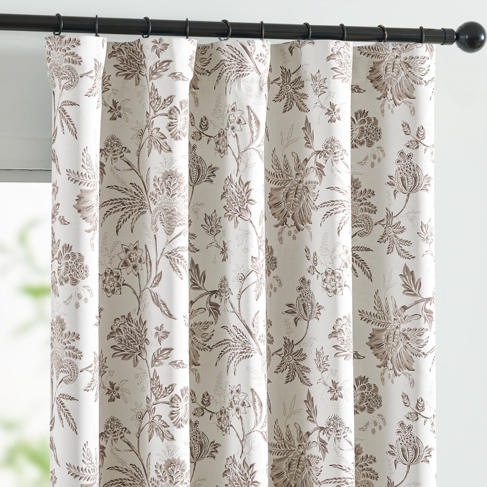 Curtainking Blackout Curtains 63 inch Taupe Floral Thermal Insulated ...