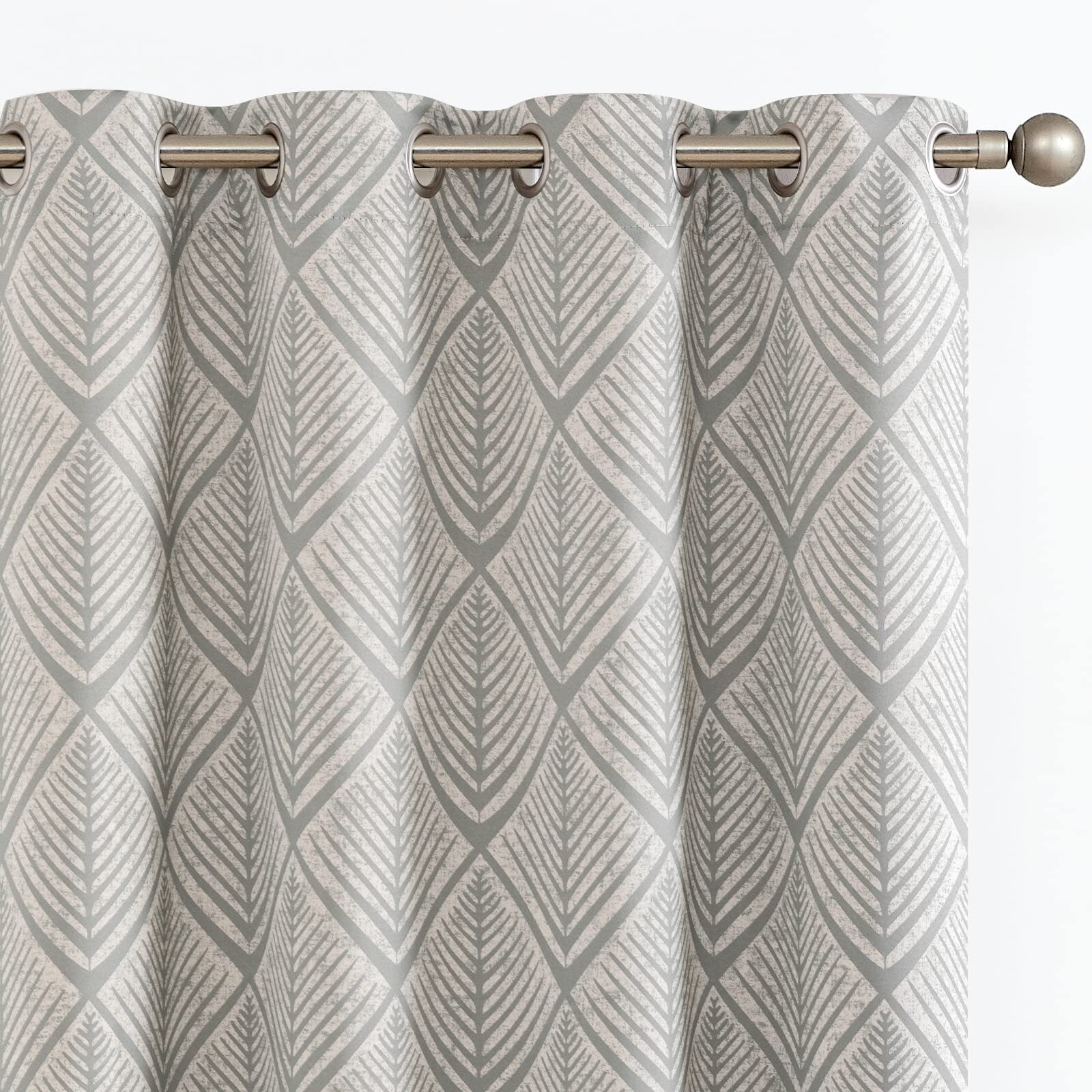 Curtainking Gray Geometric Pattern Blackout Curtains, Set of 2, 72 inch ...