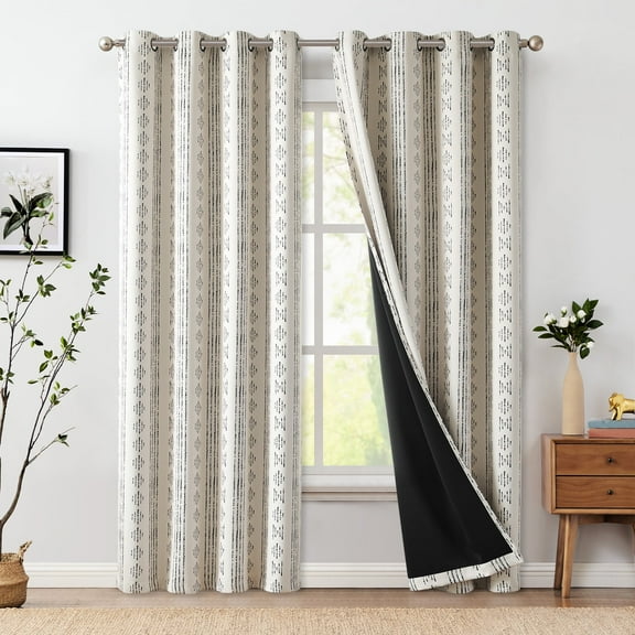 Blackout Black Boho Floral Curtains for Living Room, Western Farmhouse ...