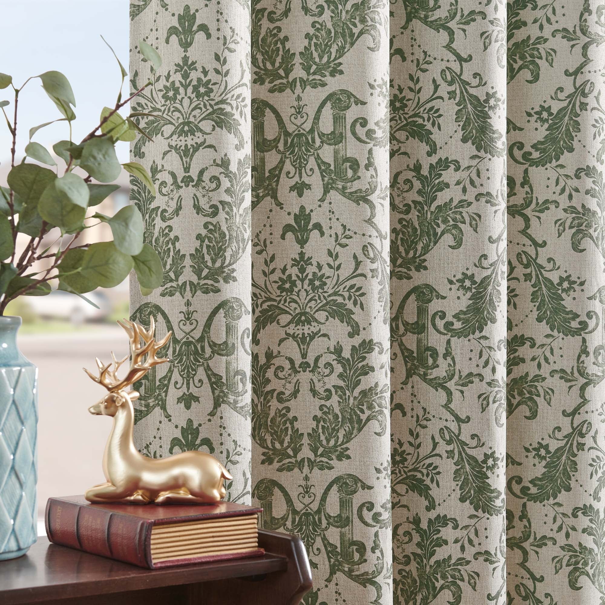 Curtainking Floral Patterned Blackout Curtains, Darkening Drapes, Lined ...