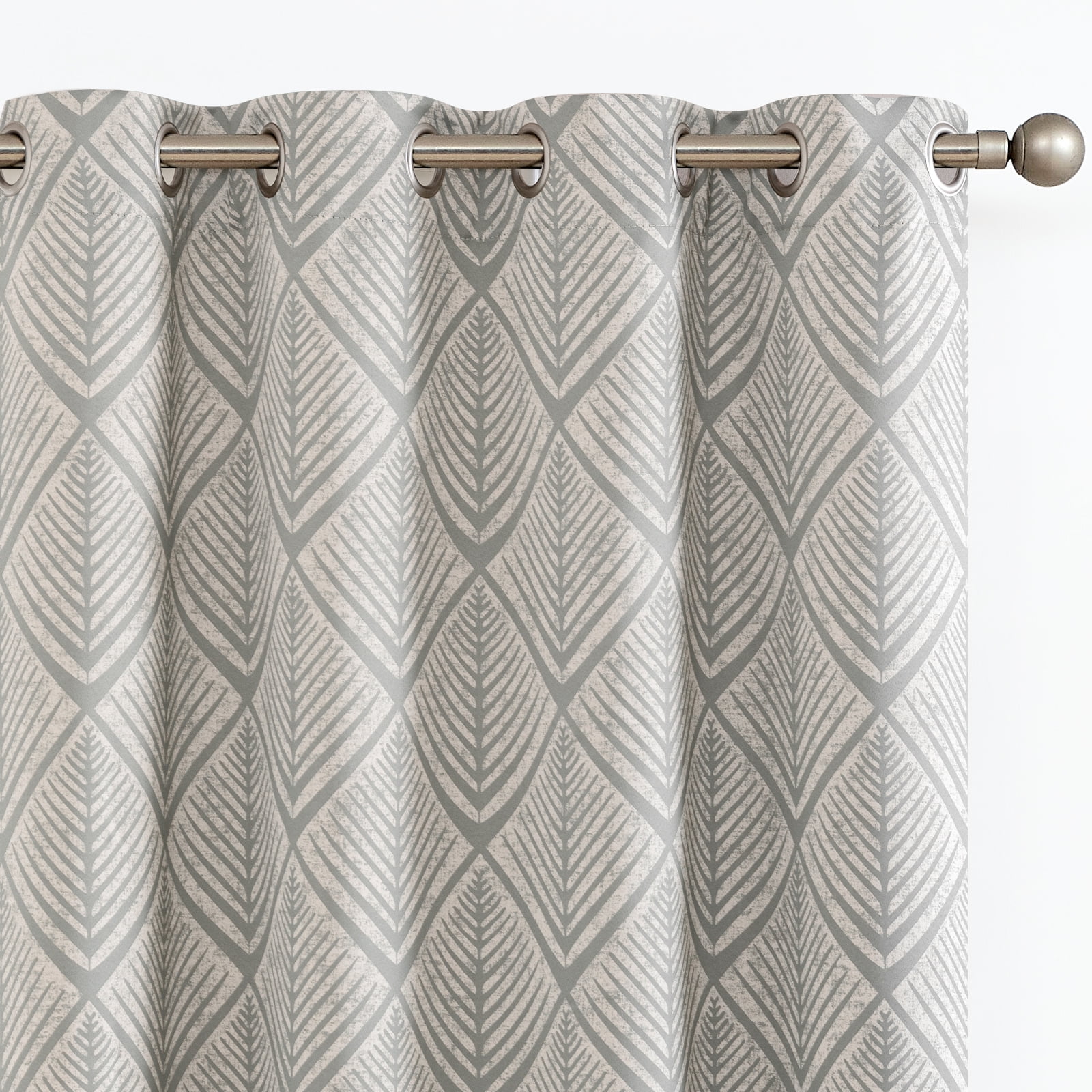 Curtainking 84 inch Grey Geometric Blackout Curtains, Thermal Grommet ...