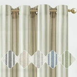 "Curtainking Green Striped Linen Curtains, Rustic Pinstripe, Grommet 2 ...