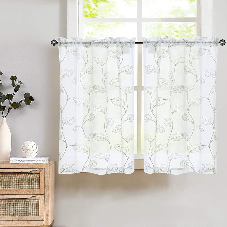 Sheer Kitchen Curtains Cheap New Embroidery Printed Window Screen