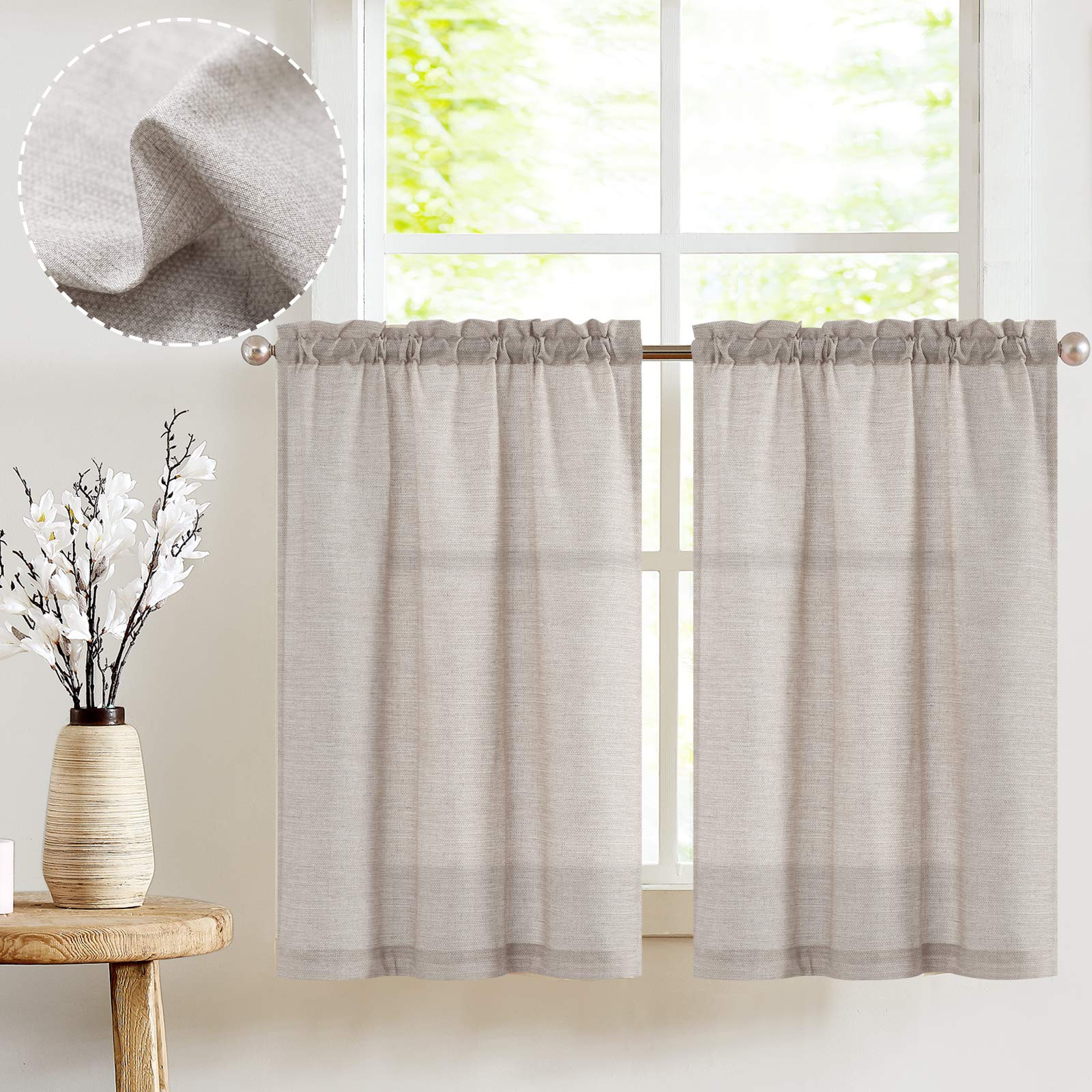 Mason Jars Complete Cottage Style Kitchen Curtain Set - 36 in. Length ...