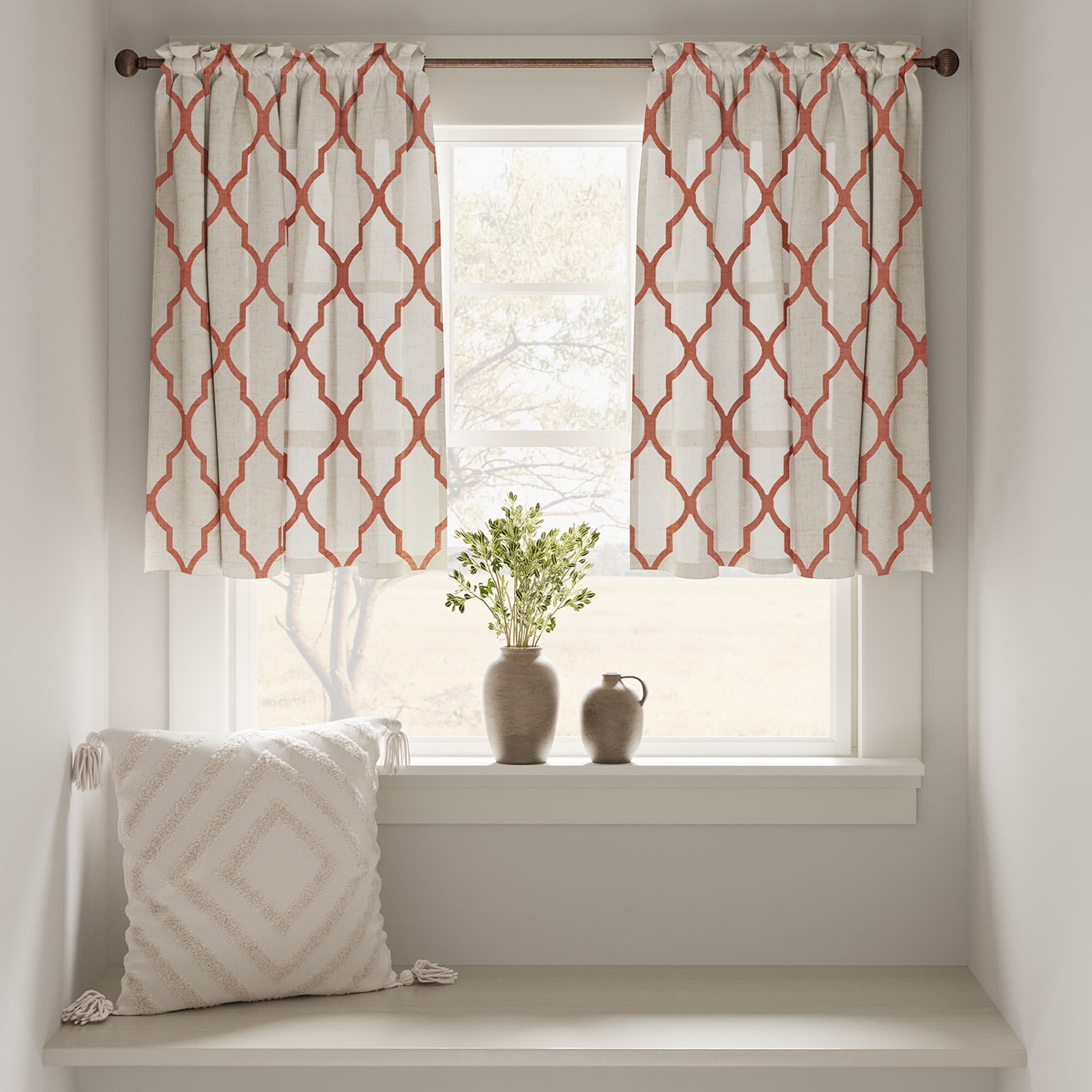 Curtainking Kitchen Curtains Moroccan Cafe Curtains 26x45 inch Short ...