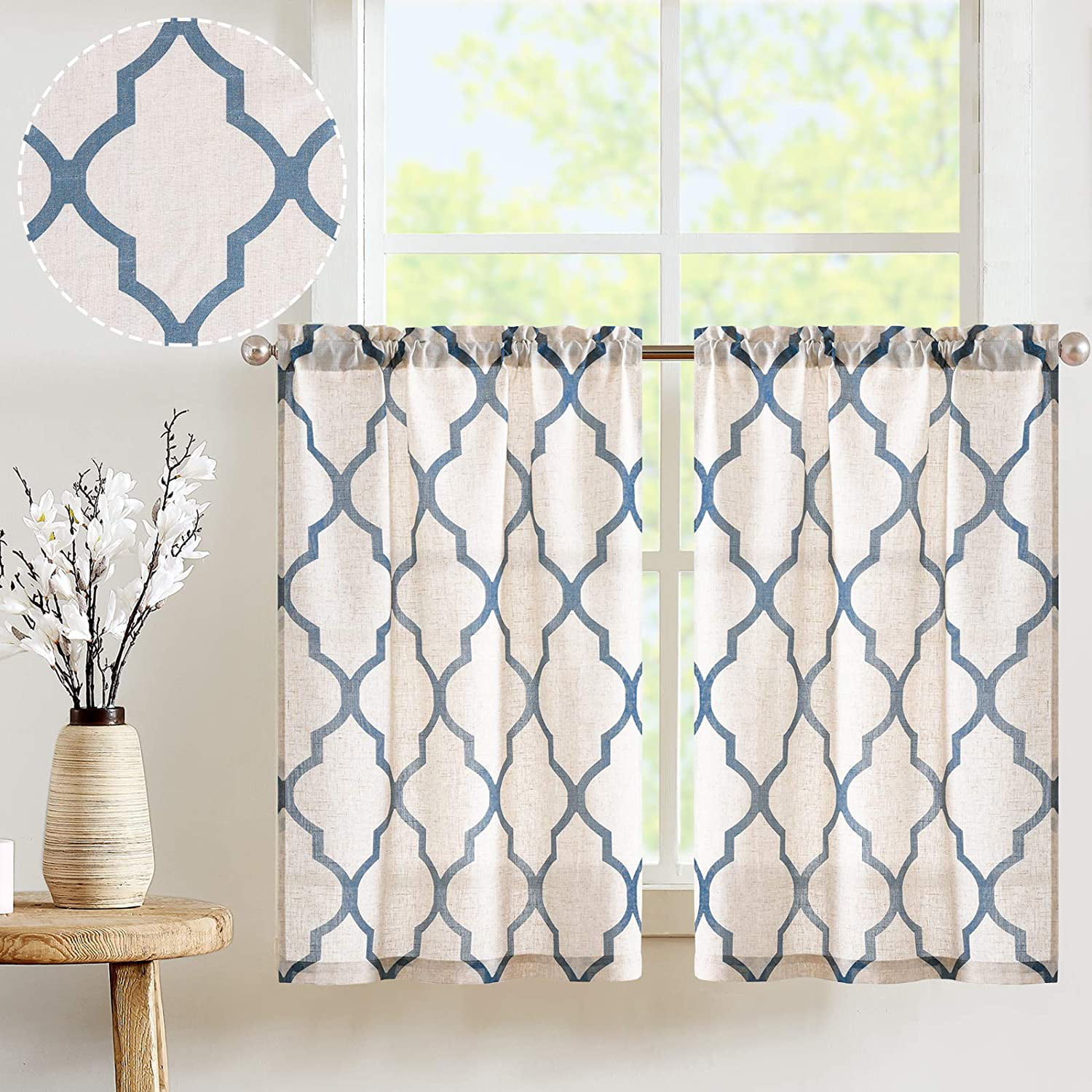 Mason Jars Complete Cottage Style Kitchen Curtain Set - 36 in. Length ...