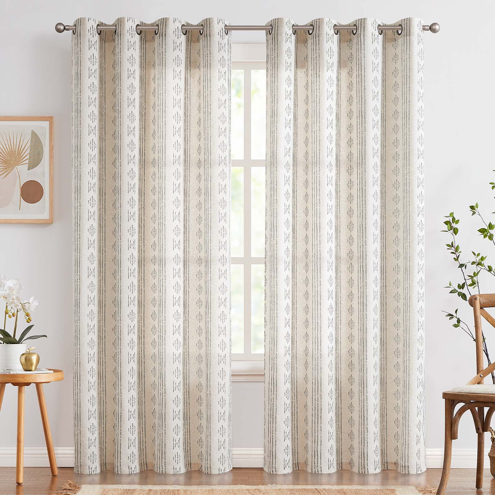 Curtainking Light Filtering Curtains Geometric Striped Farmhouse Boho ...