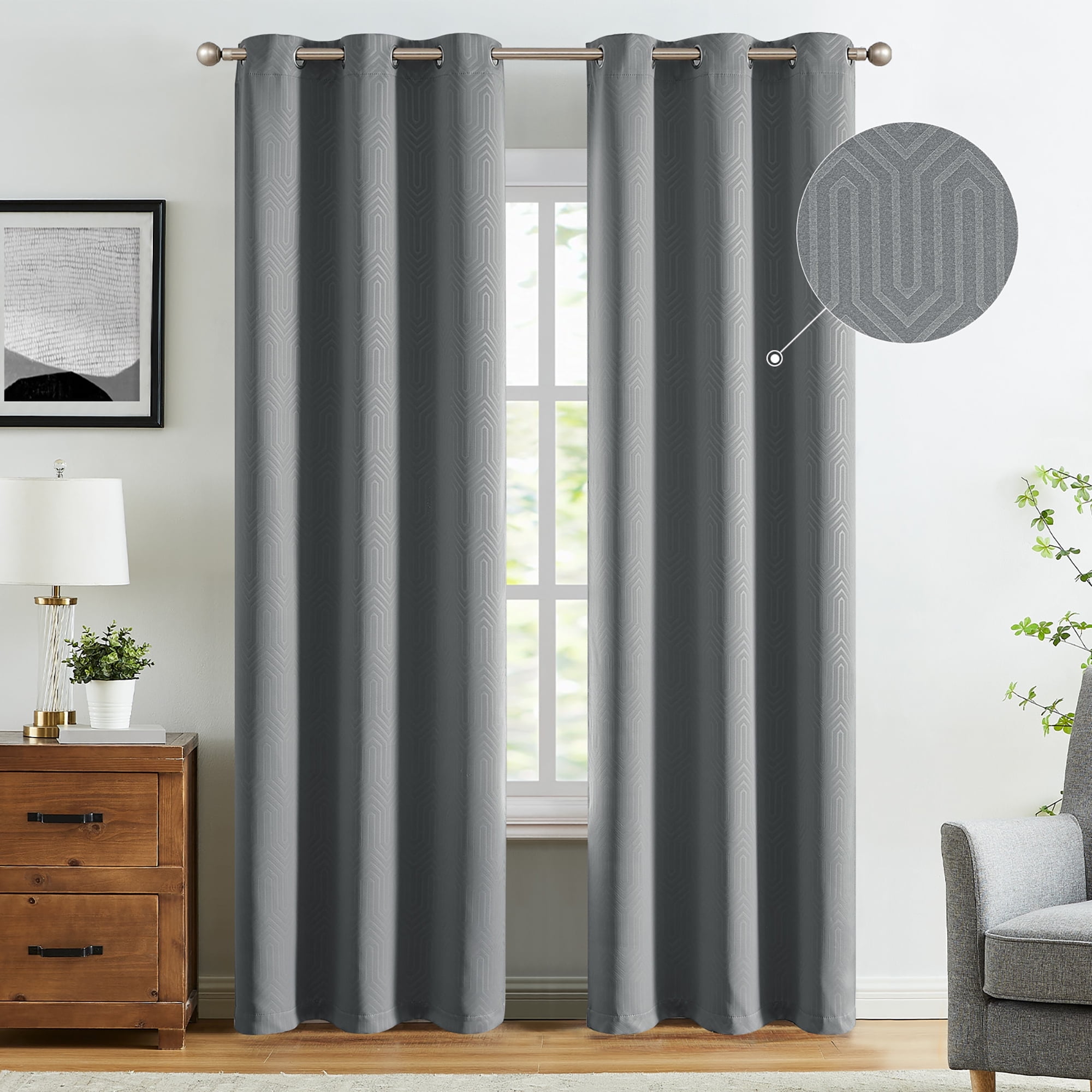 Curtainking Darkening Drapes, 2 Panels Set, Thermal Insulated, Embossed ...