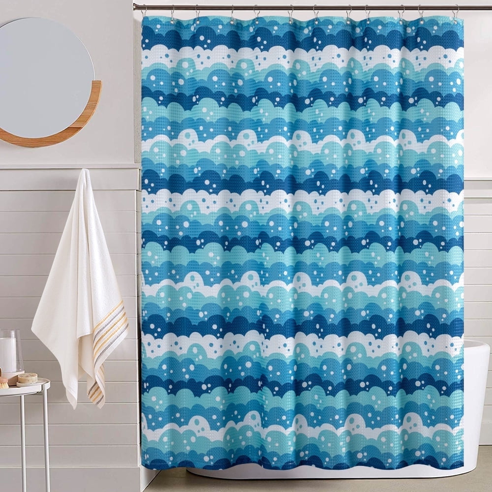 Curtainking Shower Curtain for Kids Bathroom Water-Repellent Blue Spume ...