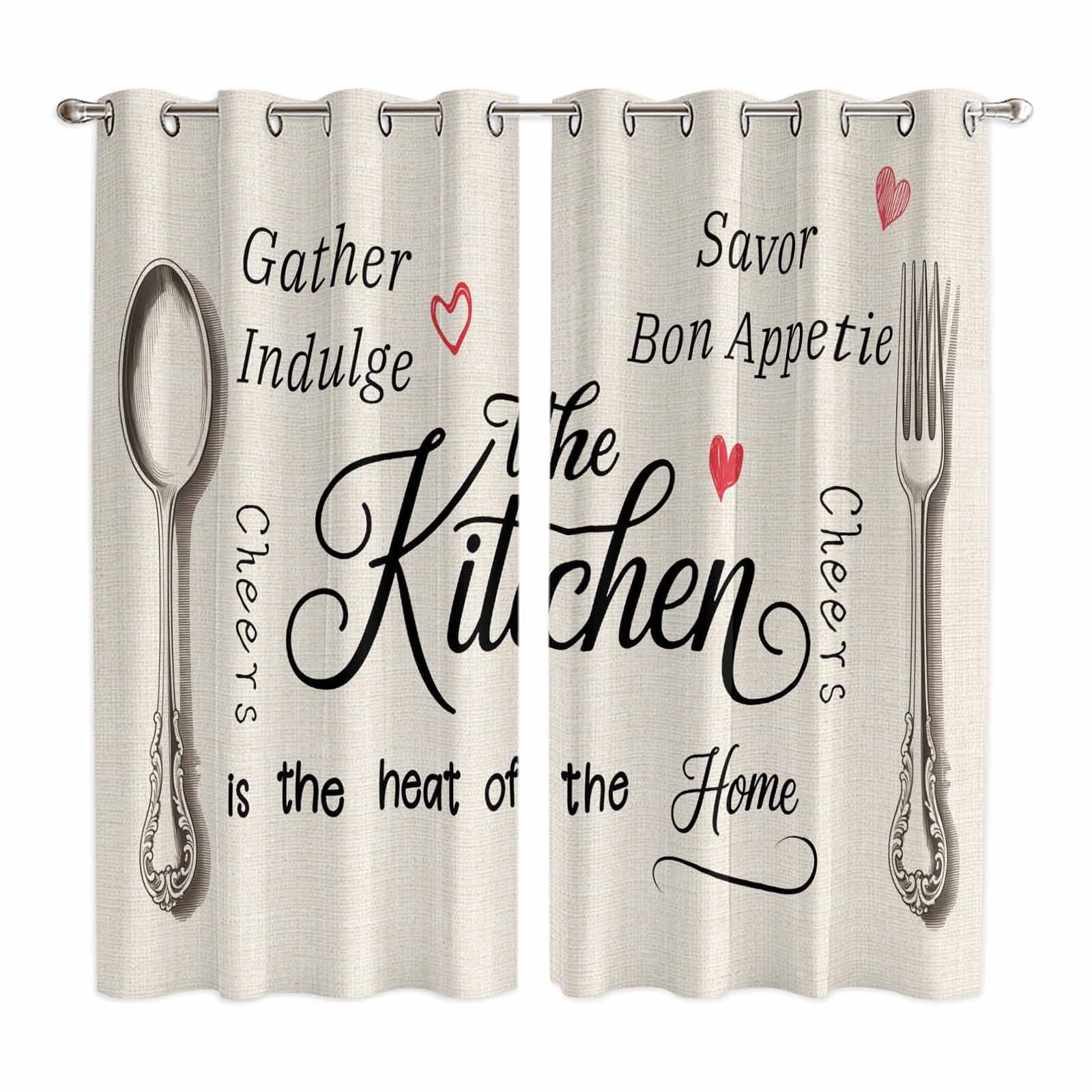 Curtains 63 Inch Length 2 Panels, Beige Retro Art Grommets Window ...