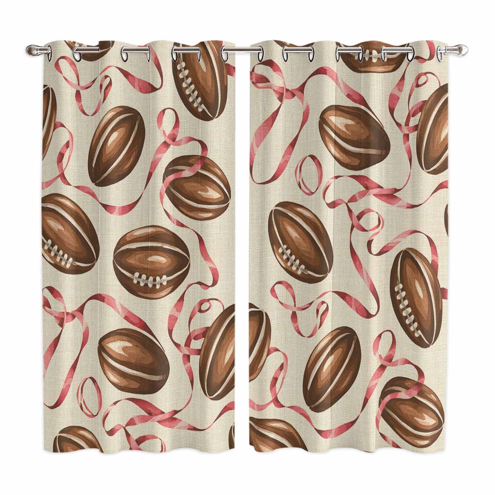Curtains 63 Inch Length 2 Panels, Pink Ribbon Football Grommets Window ...