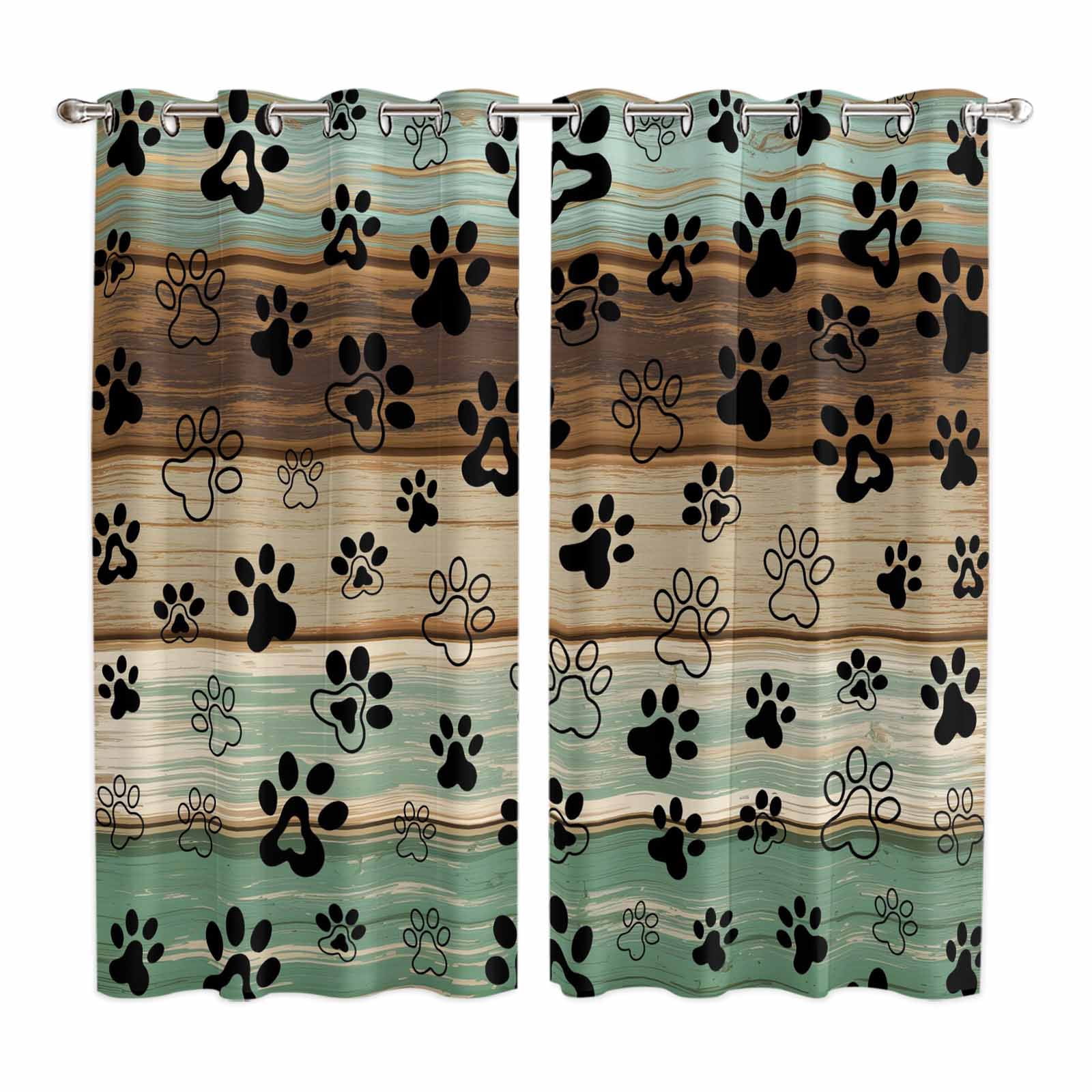 Curtains 63 Inch Length 2 Panels, Teal Brown Grommets Window Treatment ...