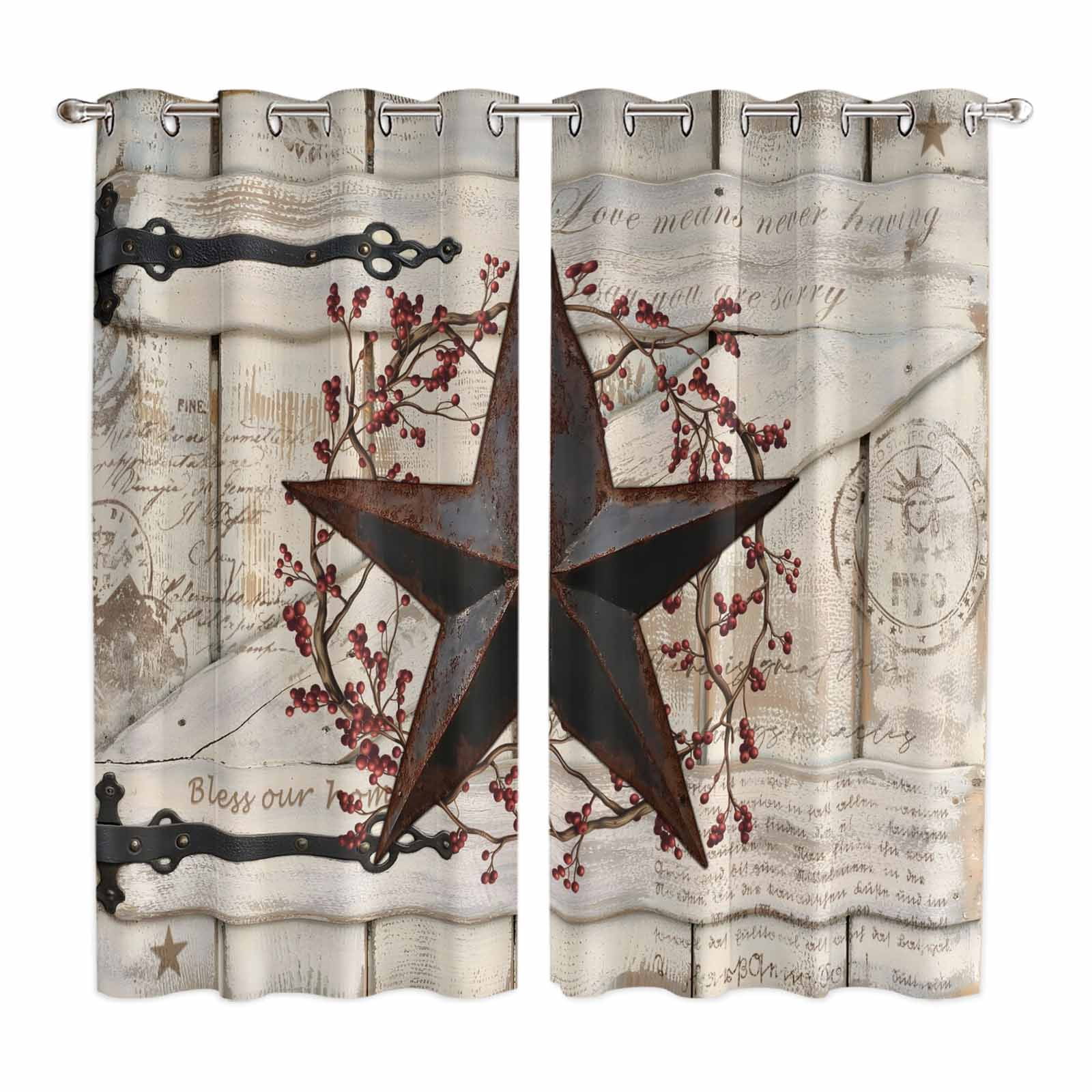 Curtains 63 Inch Length 2 Panels, Texas Star Vintage Grommets Window ...
