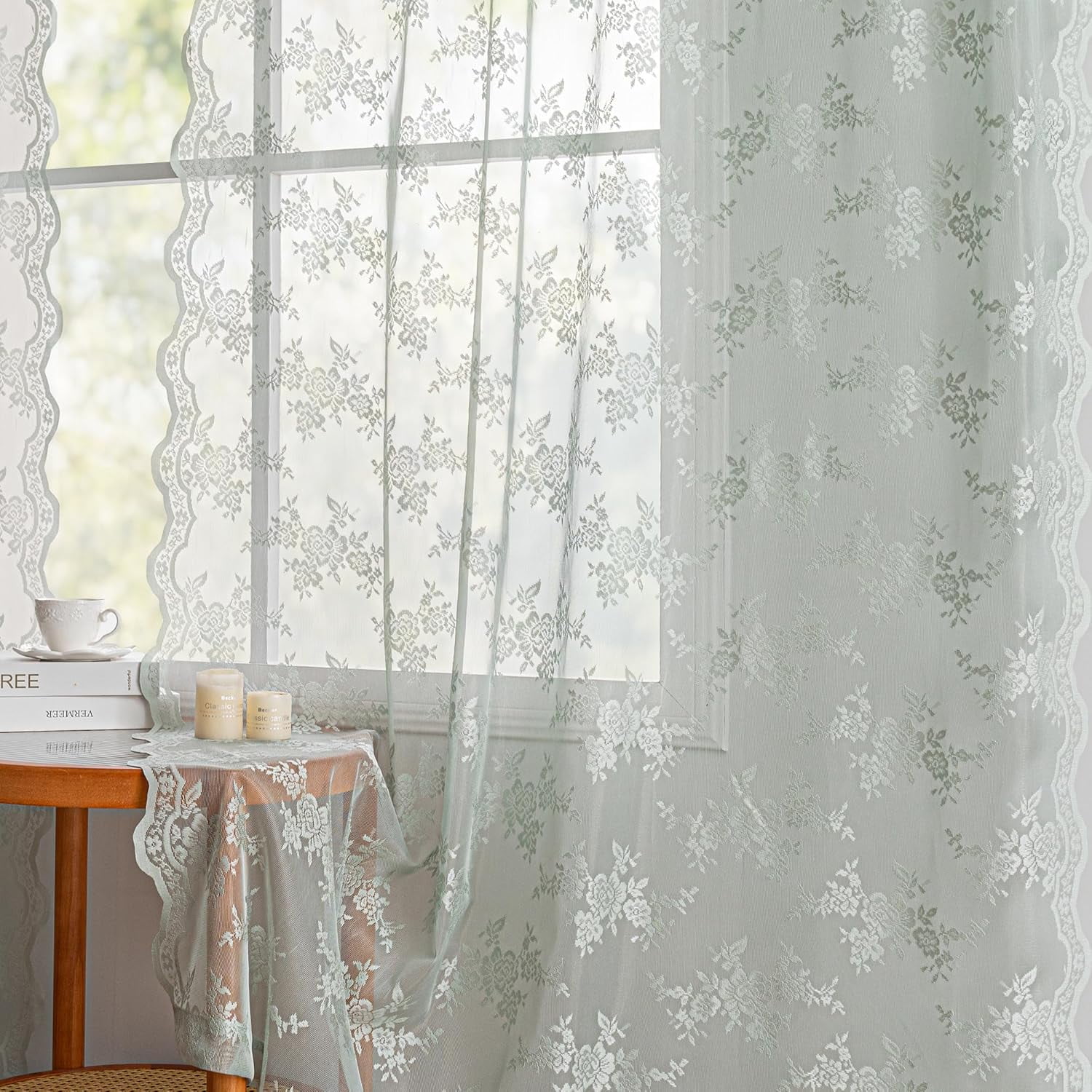 Curtains 63 Inch Length, Sage Sheer Curtains for Living Room Bedroom ...