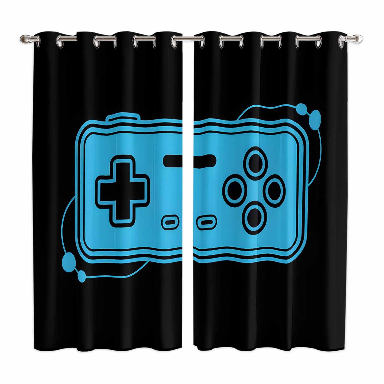 Curtains 84 Inches Long 2 Panels, Blue Game Handle Grommets Window ...