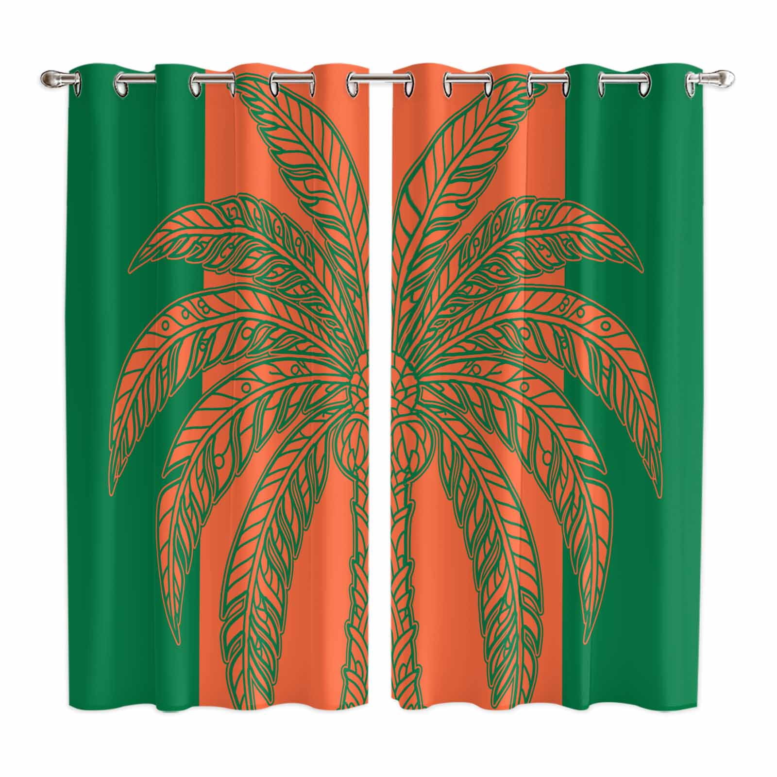Curtains 84 Inches Long 2 Panels, Coconut Tree Grommets Window ...