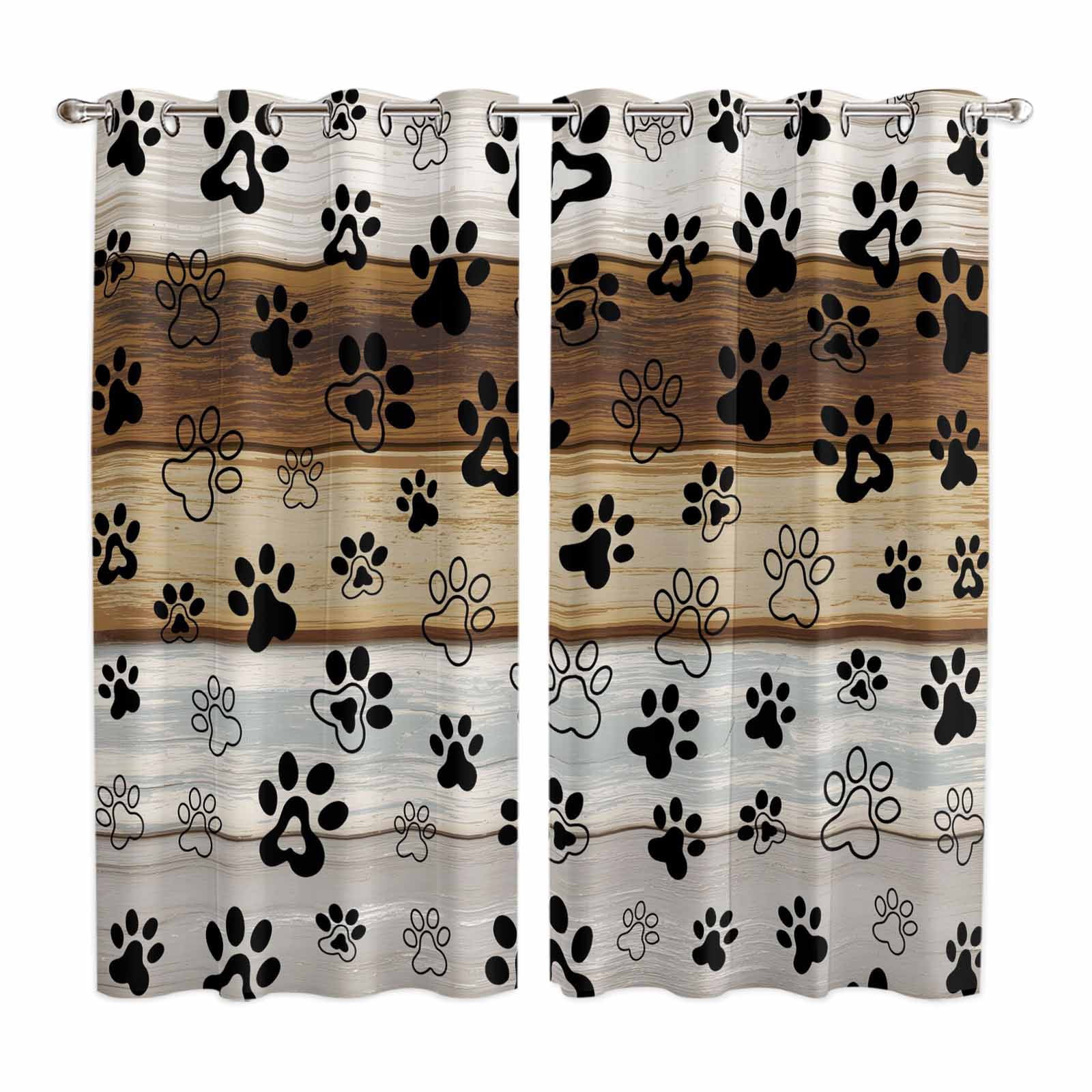 Curtains 84 Inches Long 2 Panels, Cute Dog Claws Grommets Window ...
