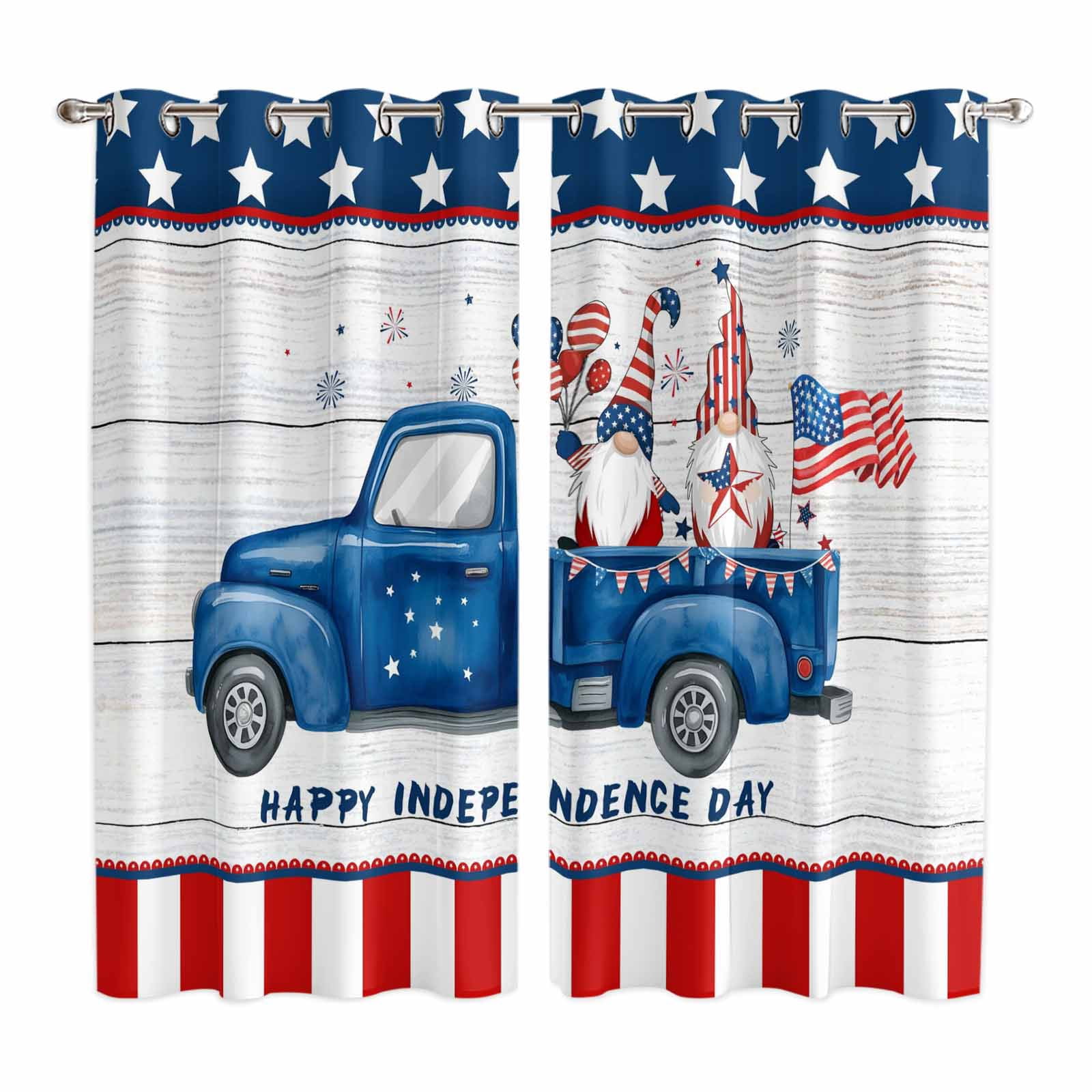Curtains 84 Inches Long 2 Panels, Independence Day Grommets Window ...