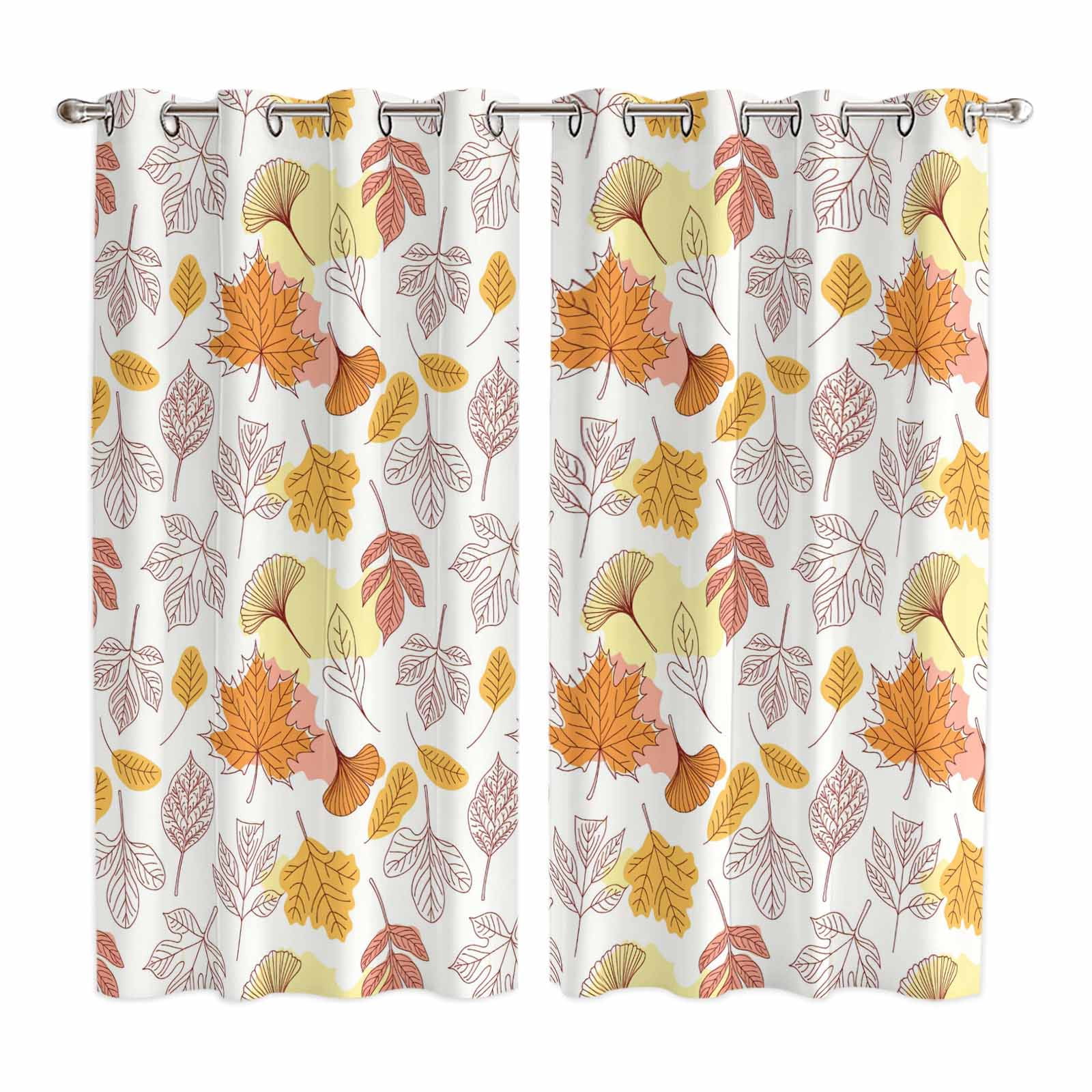Curtains 84 Inches Long 2 Panels, Maple Leaves Grommets Window ...