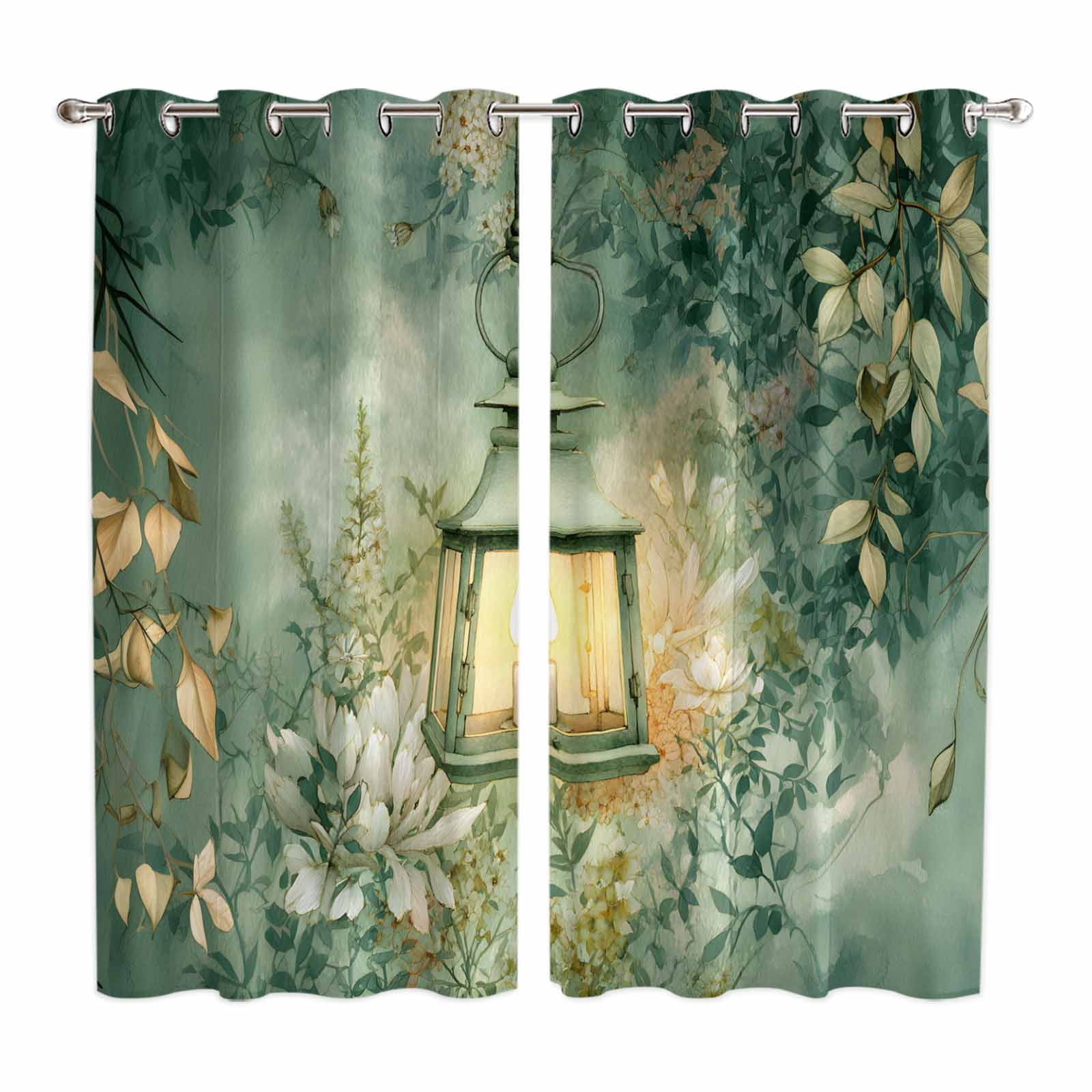 Curtains 84 Inches Long 2 Panels, Vintage Oil Light Grommets Window ...
