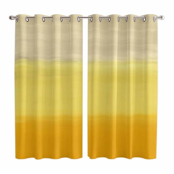 Curtains 84 Inches Long 2 Panels, Yellow Ombre Grommets Window ...
