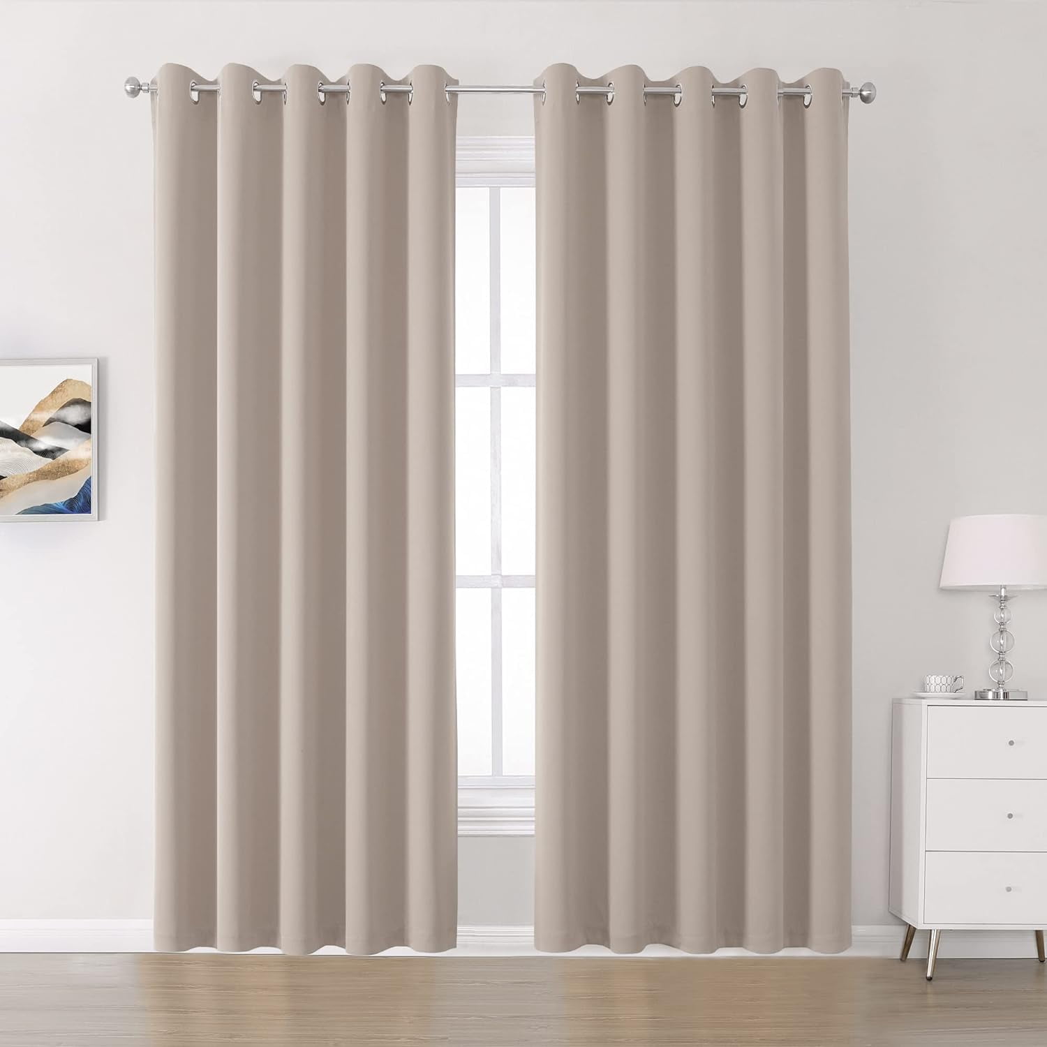 Curtains 90 Inches Long 2 Panels Set Extra Wide 60 Inches Warm Taupe ...