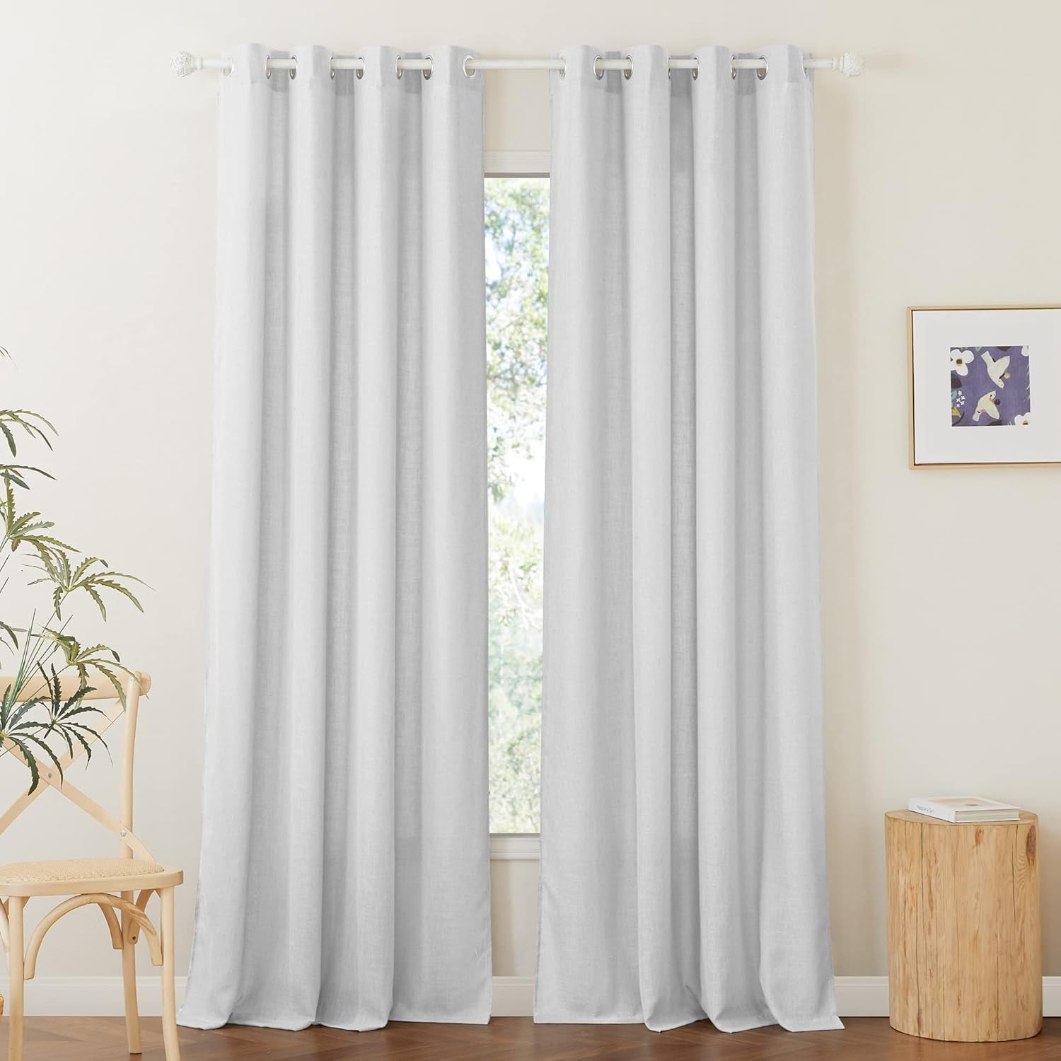 Curtains 95 inch - Subtle Linen Texture Sheer Curtains for Living Room ...