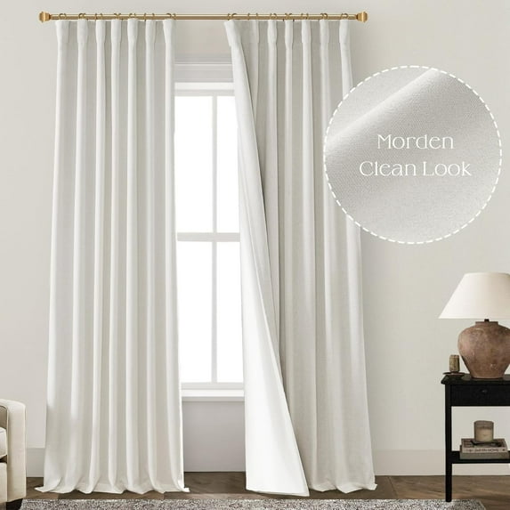 Curtains 96 Inches Long 2 Panel Set,Black Out Linen Track System ...